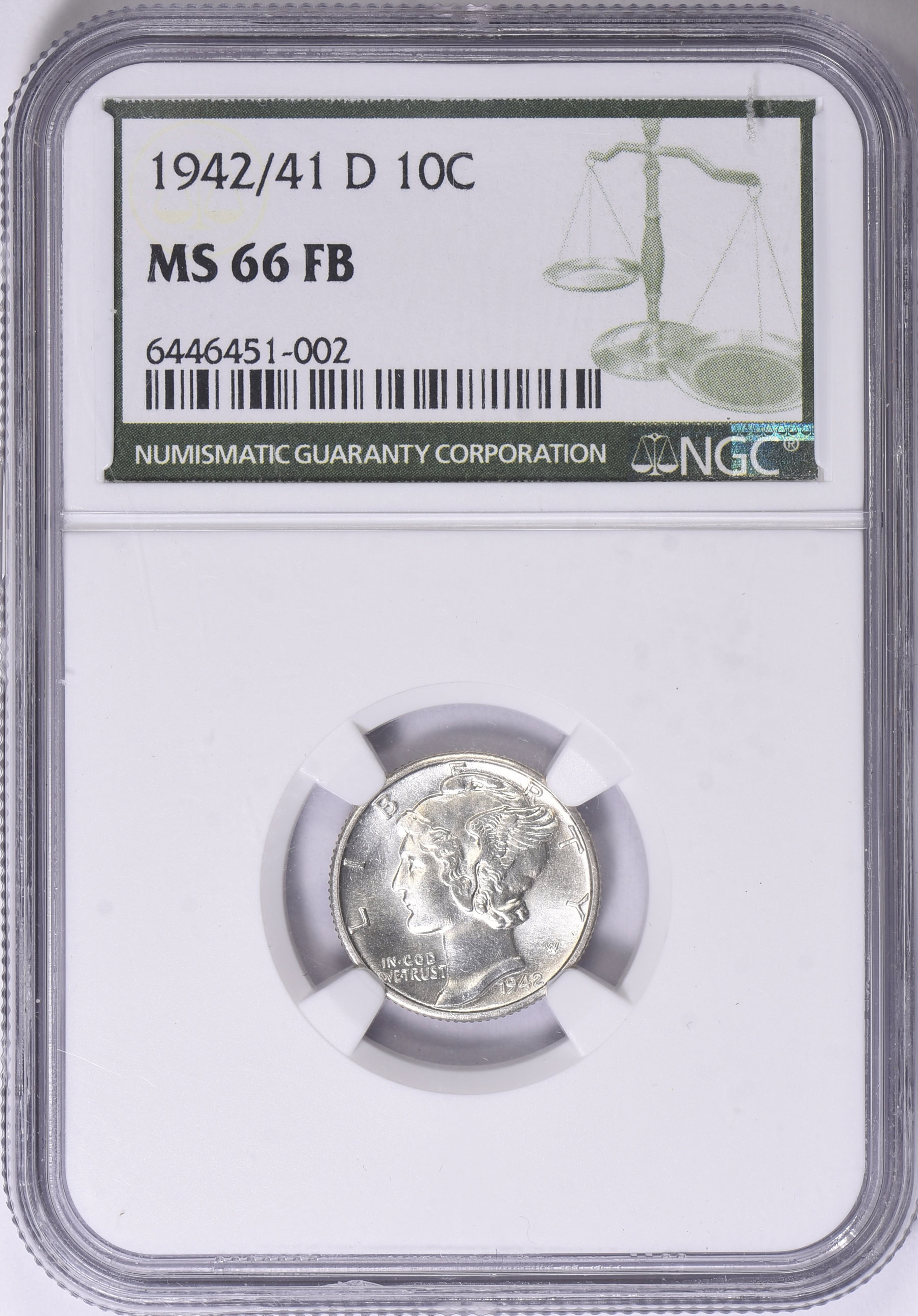 1942/1-D Mercury Dime NGC MS-66 FB (Item 1736813) | GreatCollections Coin Auctions