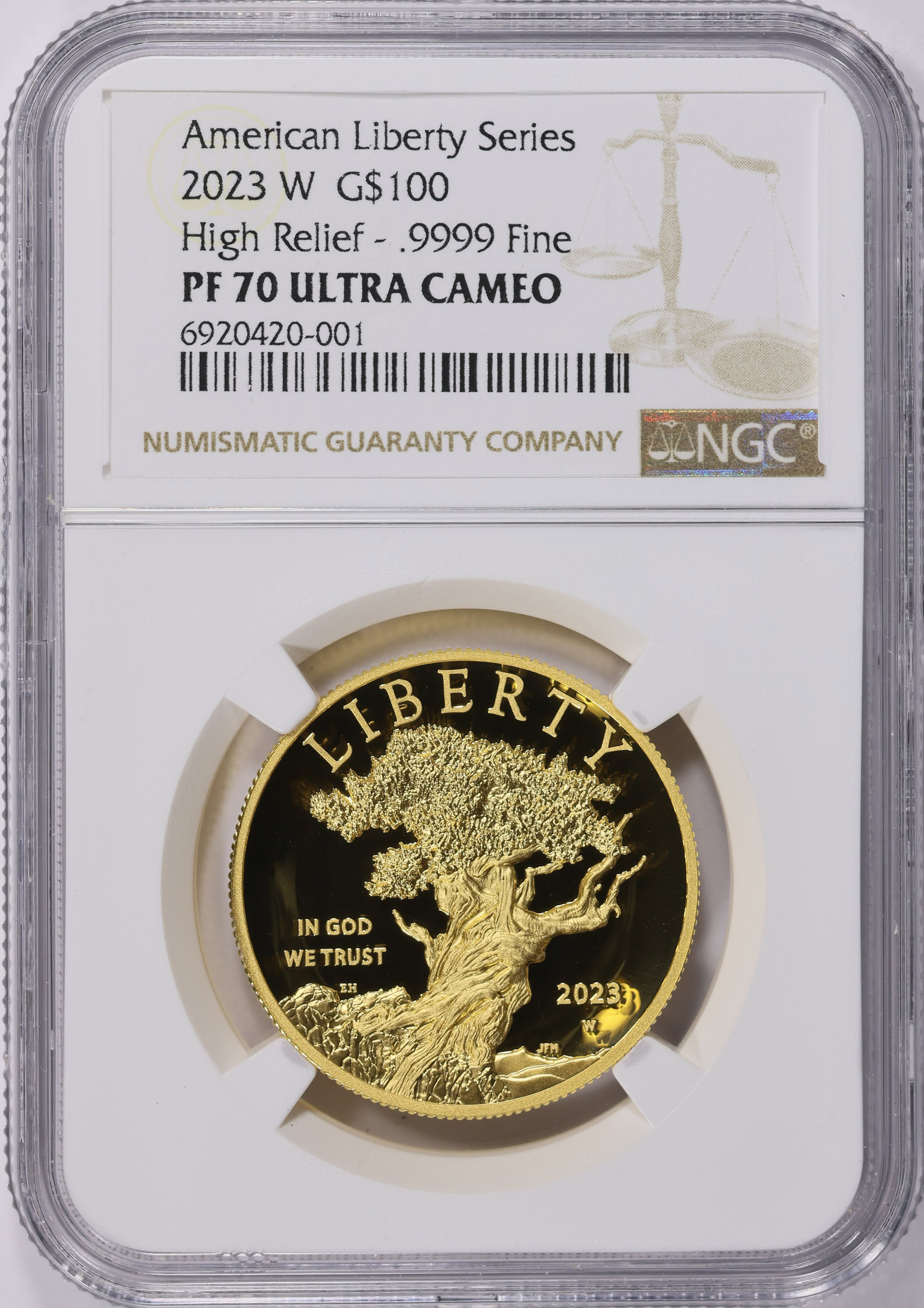 2023-W Gold $100 American Liberty High Relief NGC Proof-70 UC (With ...