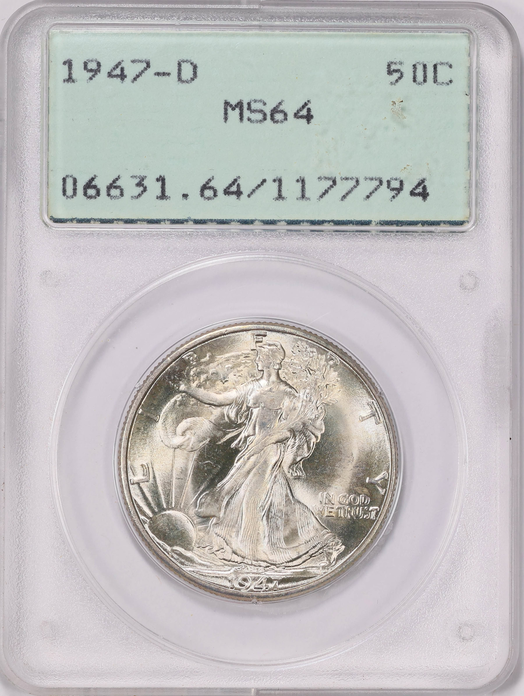 1947-D Walking Liberty Half Dollar PCGS MS-64 OGH (1st Gen) (Item 1736938) | GreatCollections ...
