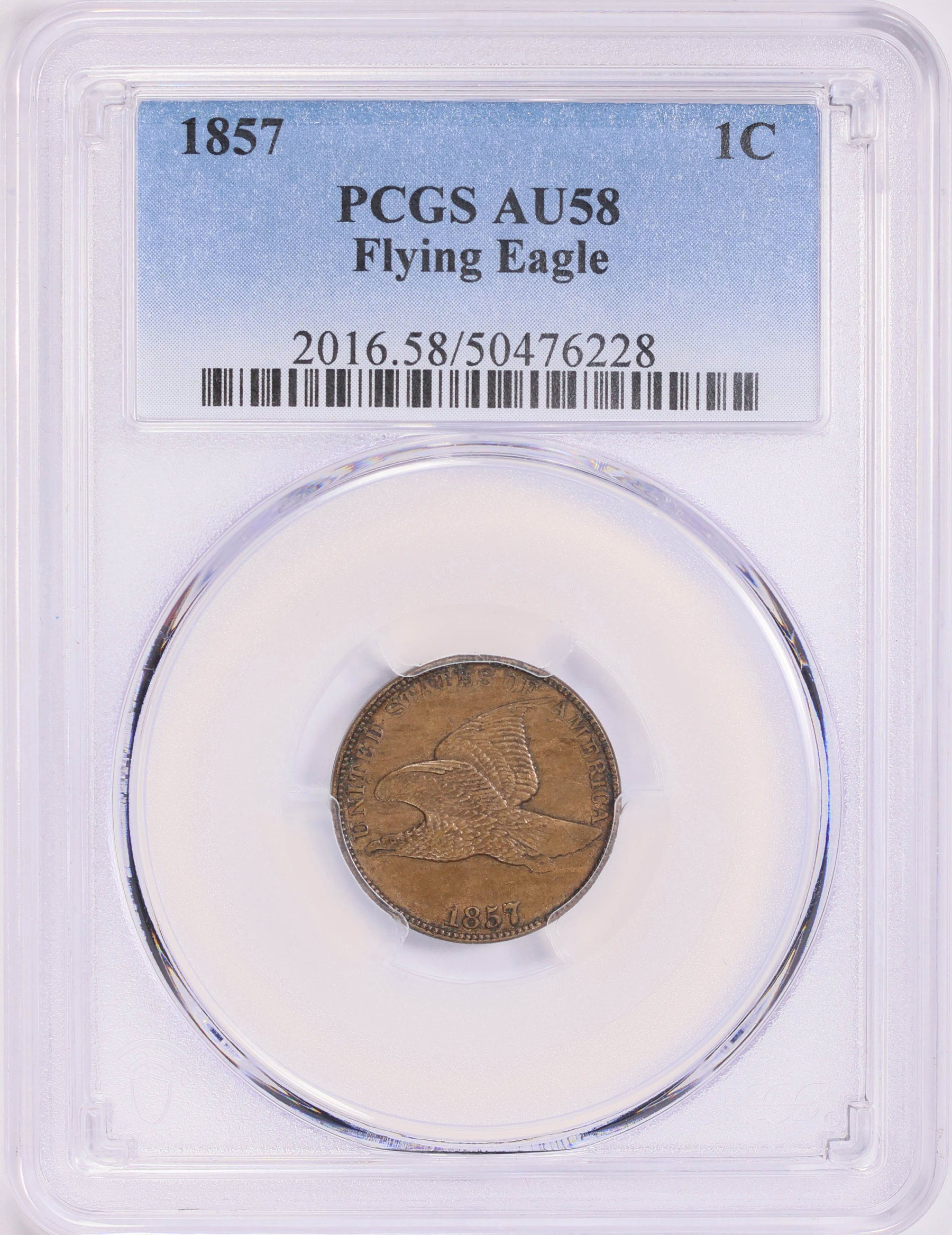1857 Flying Eagle Cent PCGS AU-58 (Item 1736942) | GreatCollections Coin Auctions