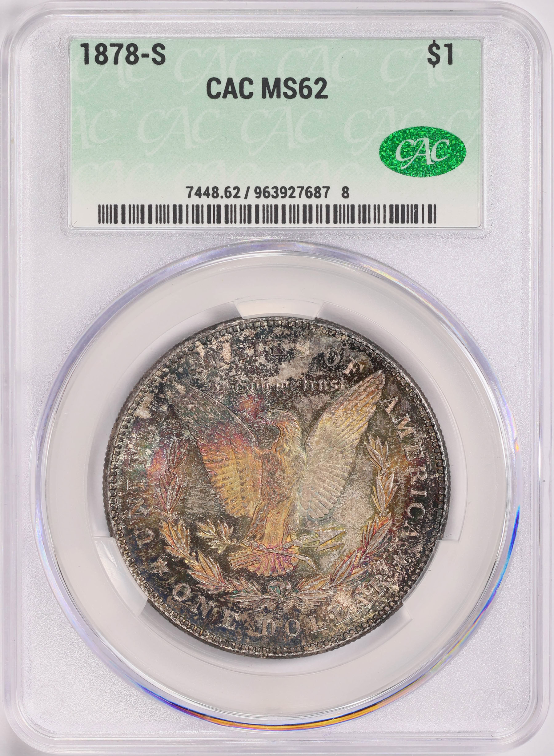 1878-S Morgan Silver Dollar CACG MS-62 (Toned) (Item 1736967) | GreatCollections Coin Auctions