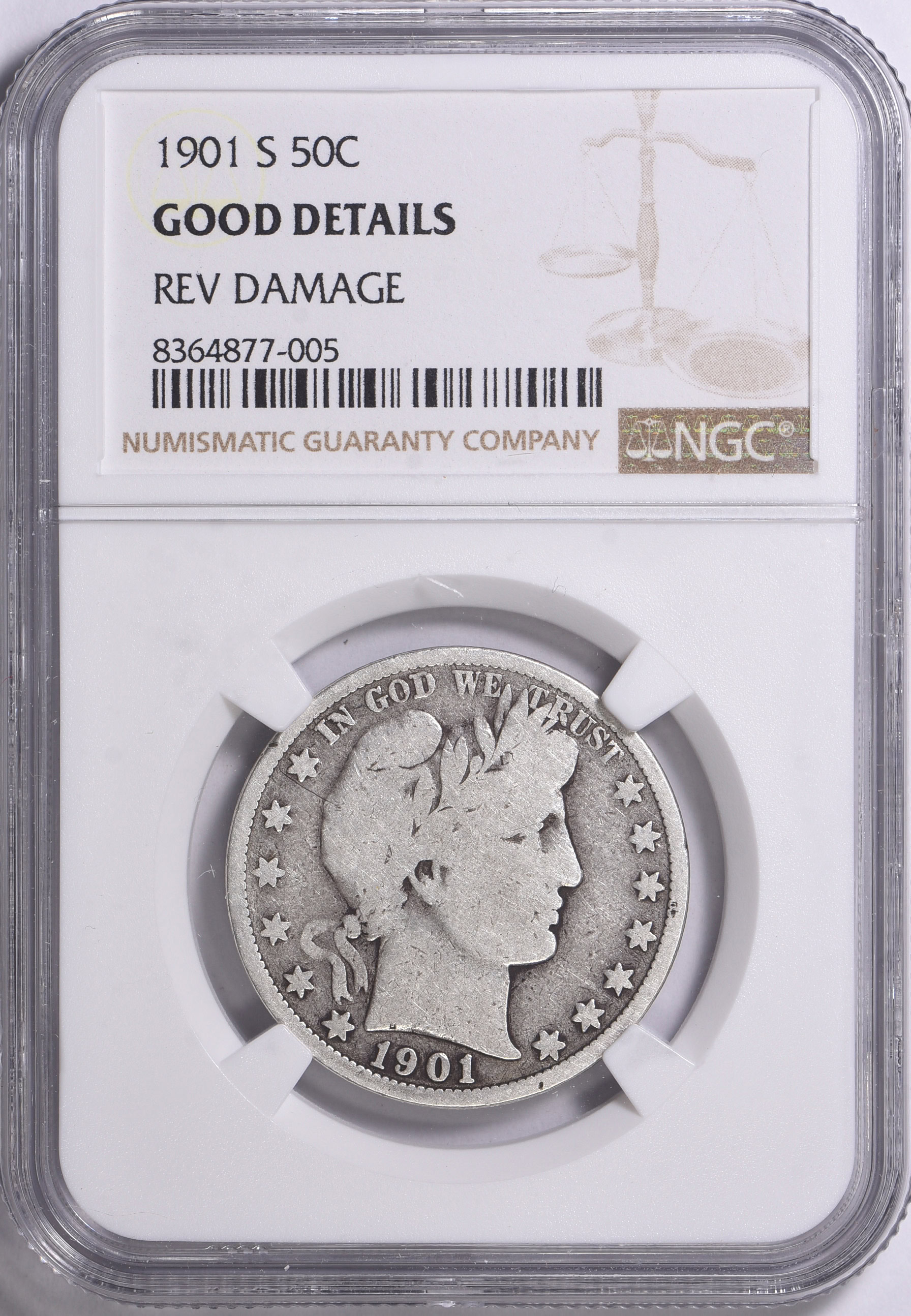 1901-S Barber Half Dollar NGC Good Details (Item 1737055) | GreatCollections Coin Auctions