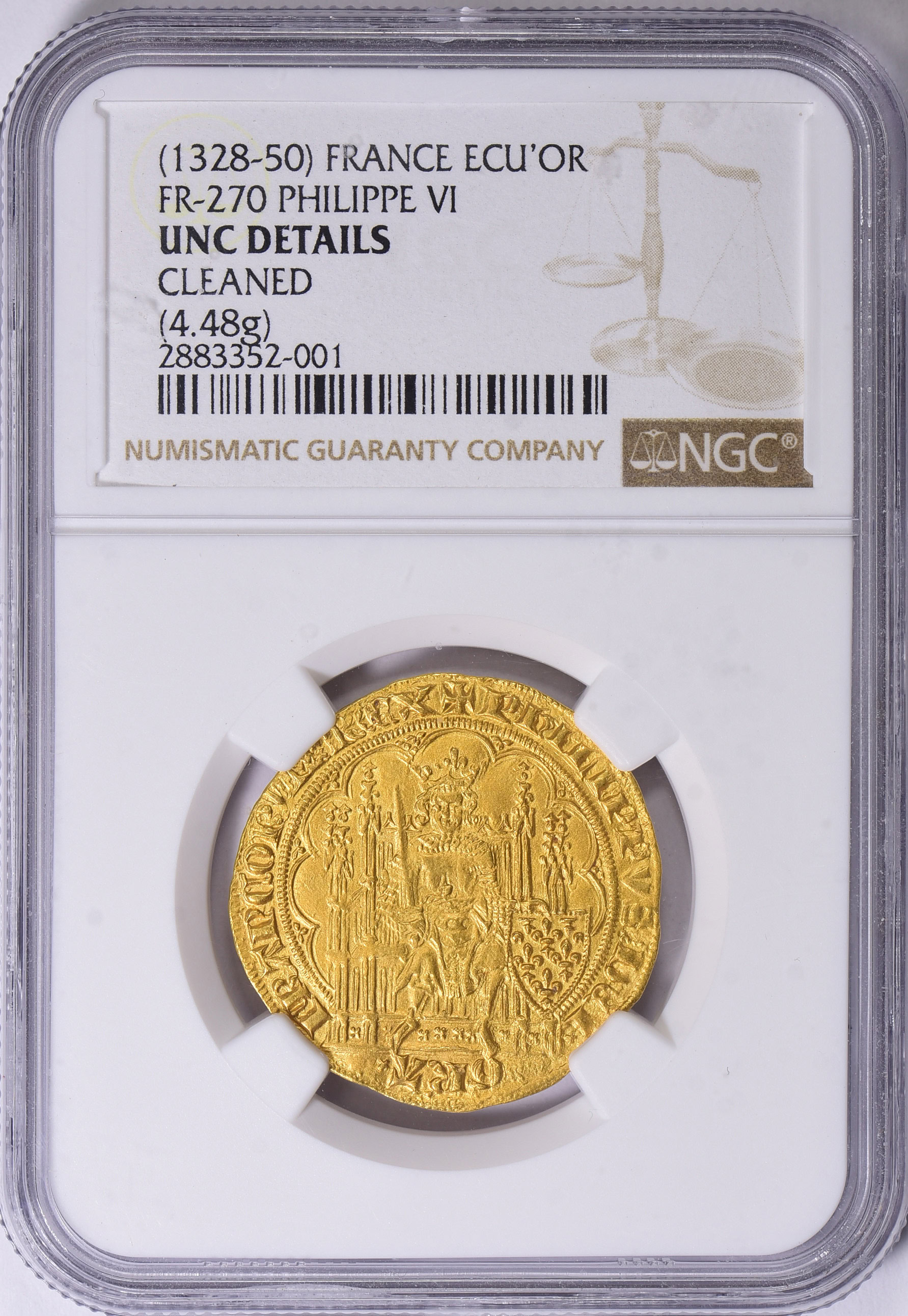 France ND (1328-50) Gold Ecu D'Or of Philippe VI NGC Unc Details (4 ...