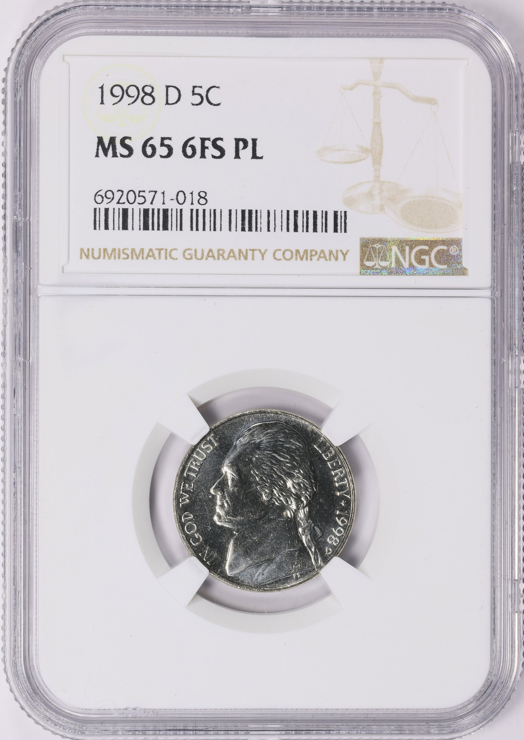 1998-D Jefferson Nickel NGC MS-65 6FS PL (Item 1737196 ...