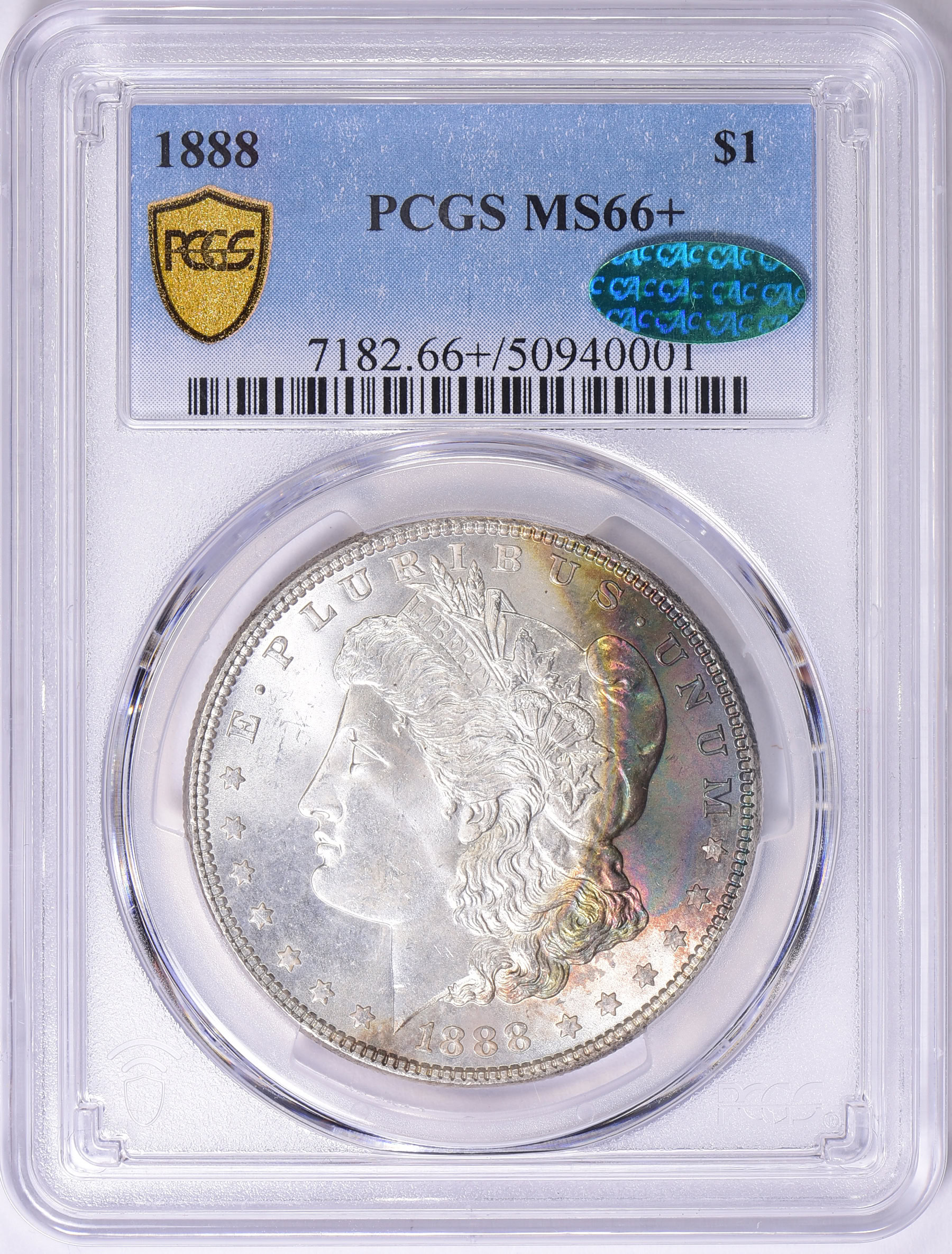 1888 Morgan Silver Dollar PCGS MS-66+ (CAC Green) (Toned) (Item 1737222) | GreatCollections Coin ...