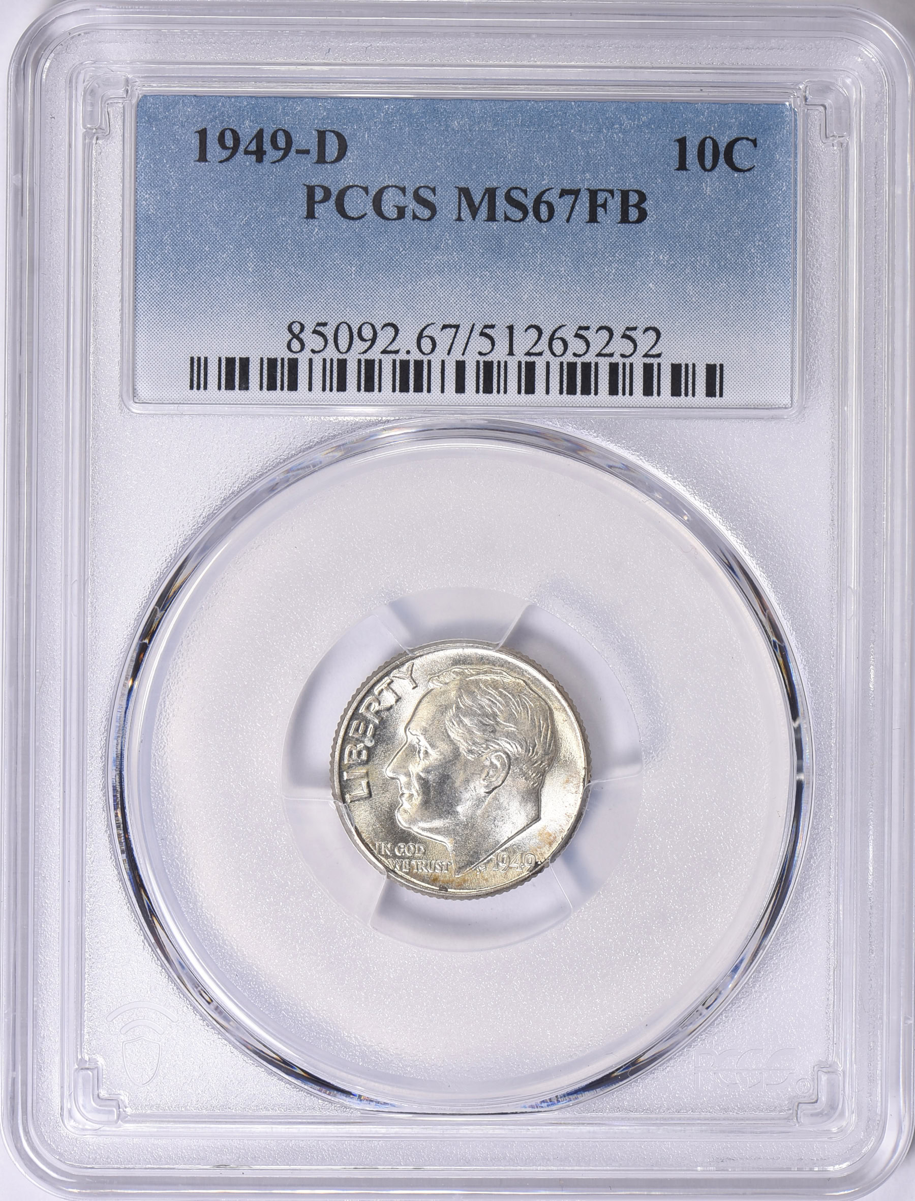 1949-D Roosevelt Dime PCGS MS-67 FB (Item 1737273) | GreatCollections Coin Auctions
