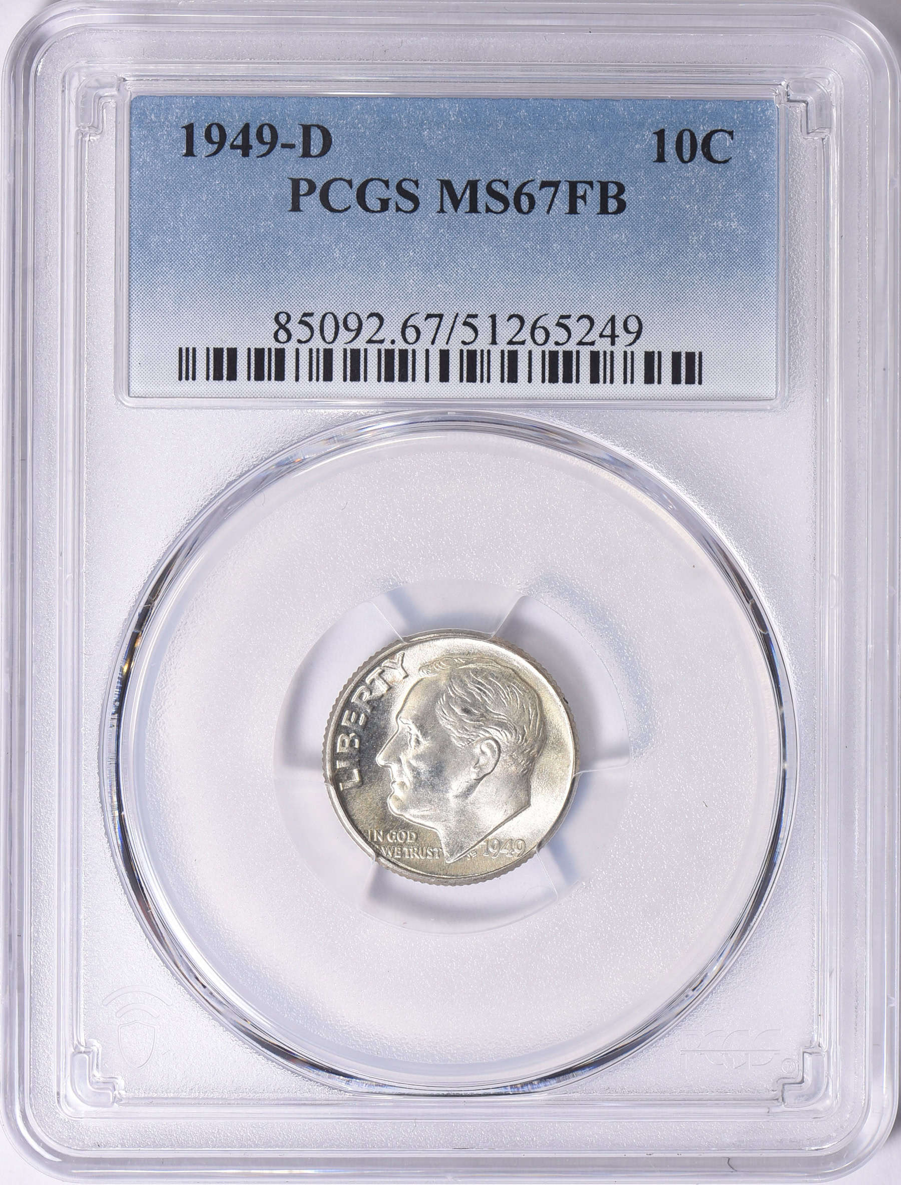 1949-D Roosevelt Dime PCGS MS-67 FB (Item 1737274) | GreatCollections Coin Auctions