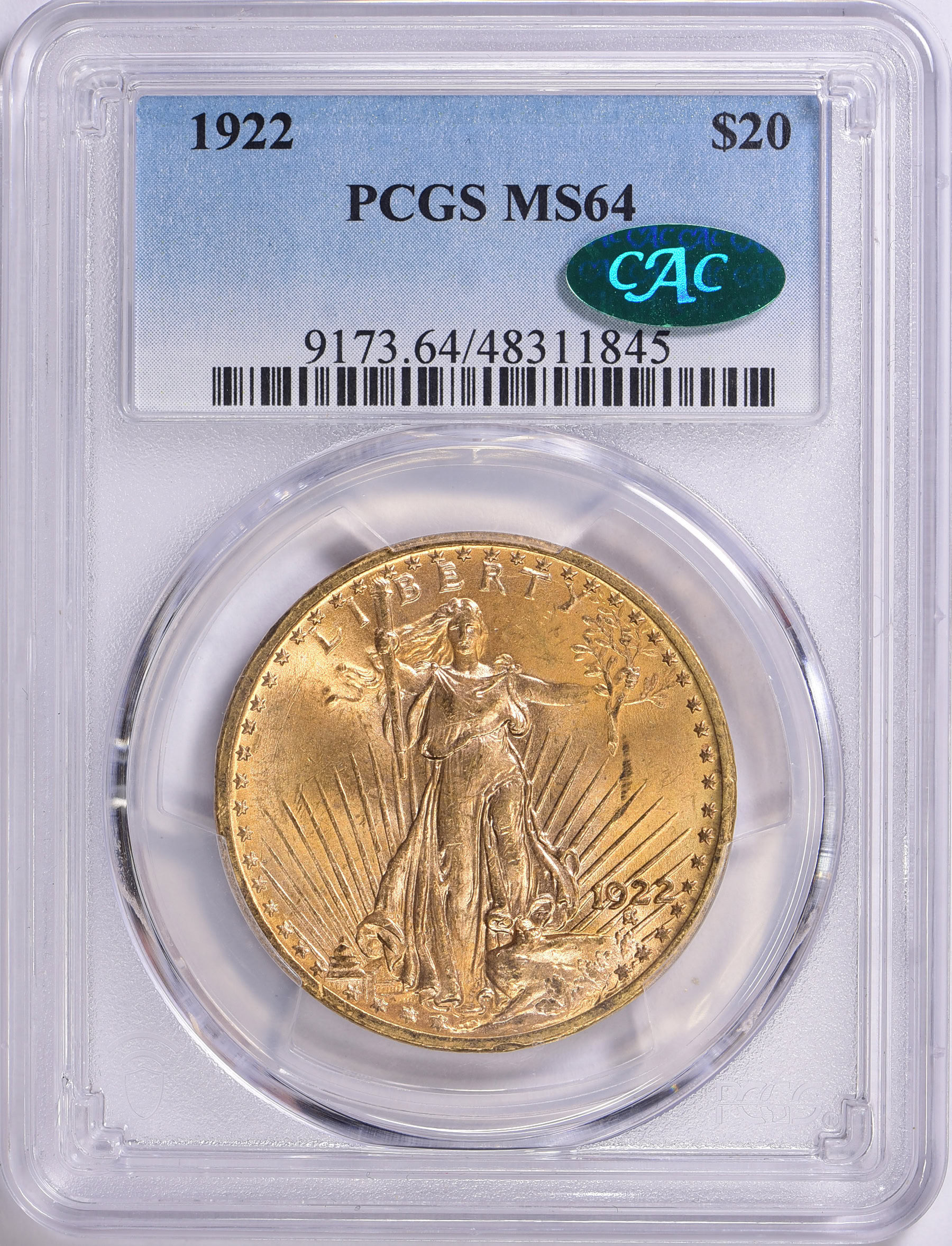 1922 Saint-Gaudens Gold Double Eagle PCGS MS-64 (CAC Green) (Item 1737408) | GreatCollections ...