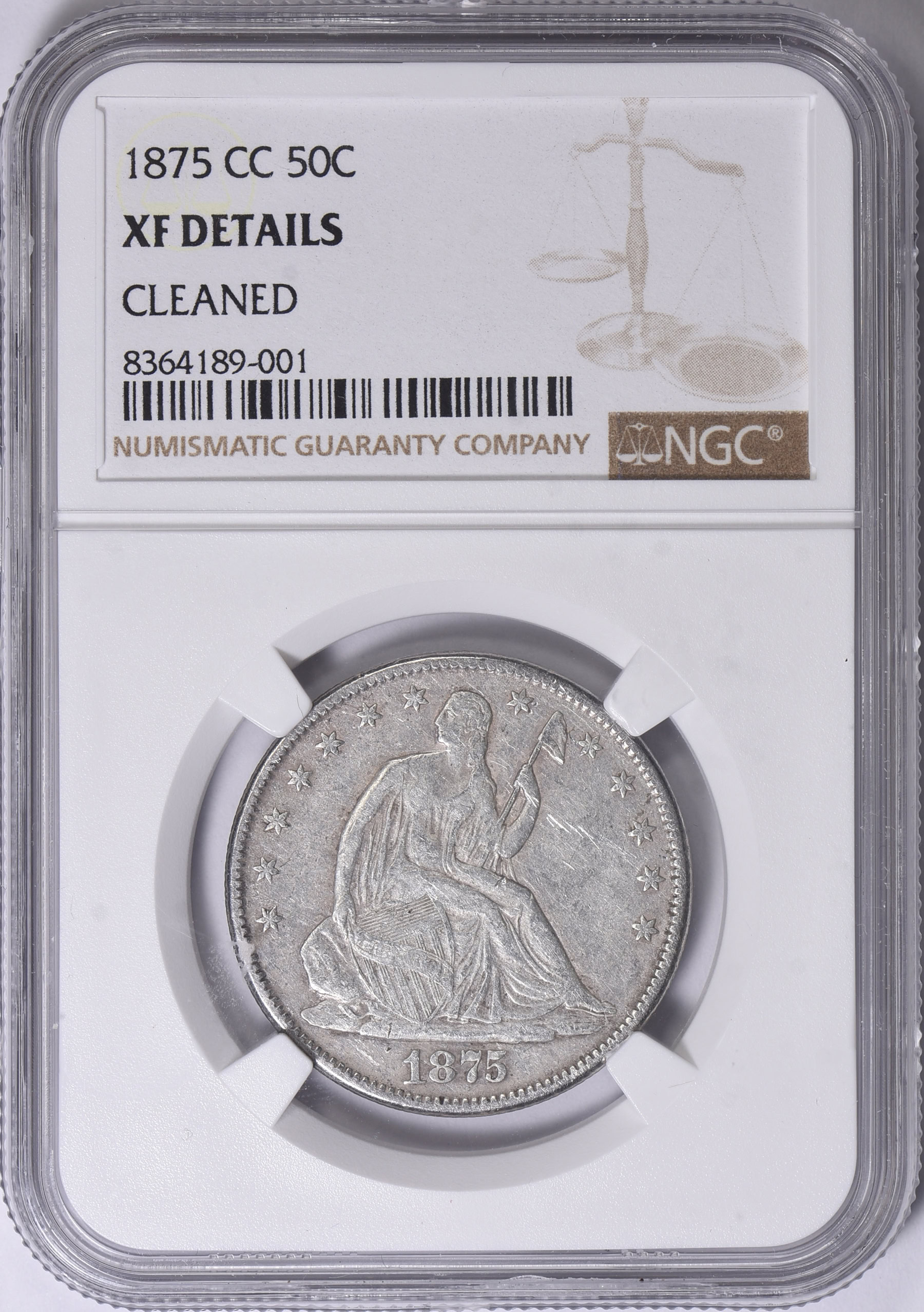 1875-CC Seated Liberty Half Dollar NGC XF Details (Item 1737458) | GreatCollections Coin Auctions