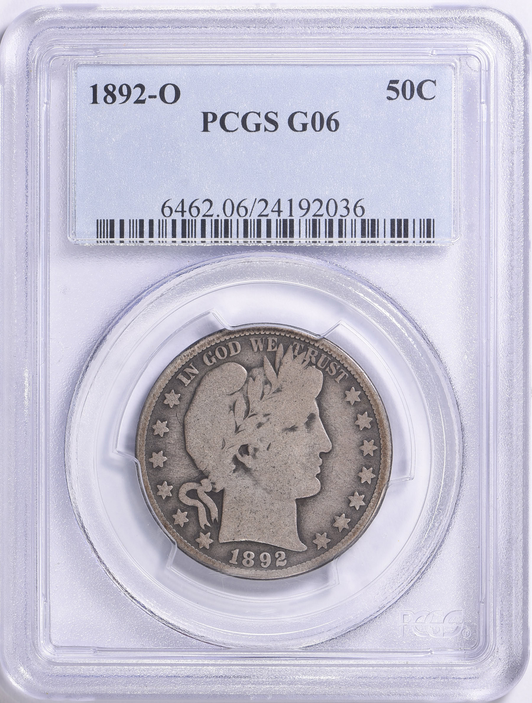 1892-O Barber Half Dollar PCGS G-06 (Item 1737555) | GreatCollections Coin Auctions