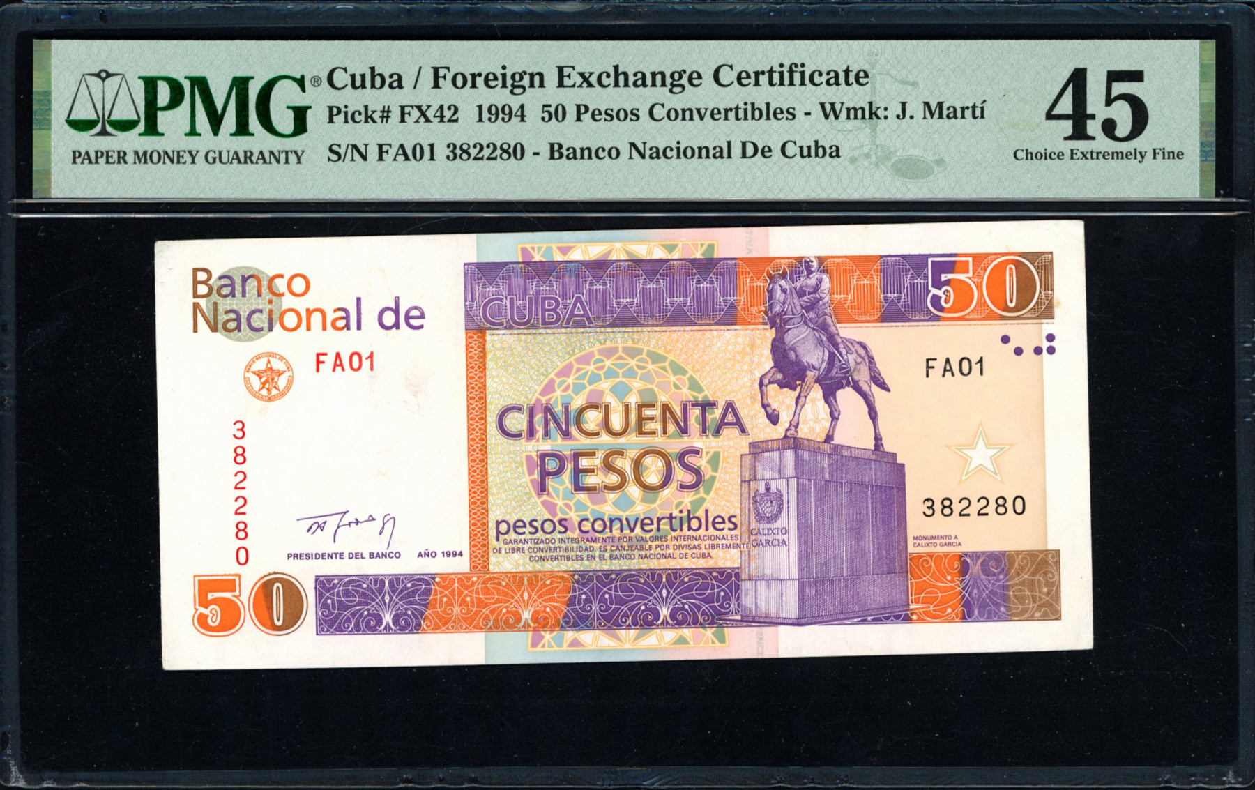 Cuba 1994 50 Pesos Convertible Banco Nacional de Cuba Foreign Exchange ...