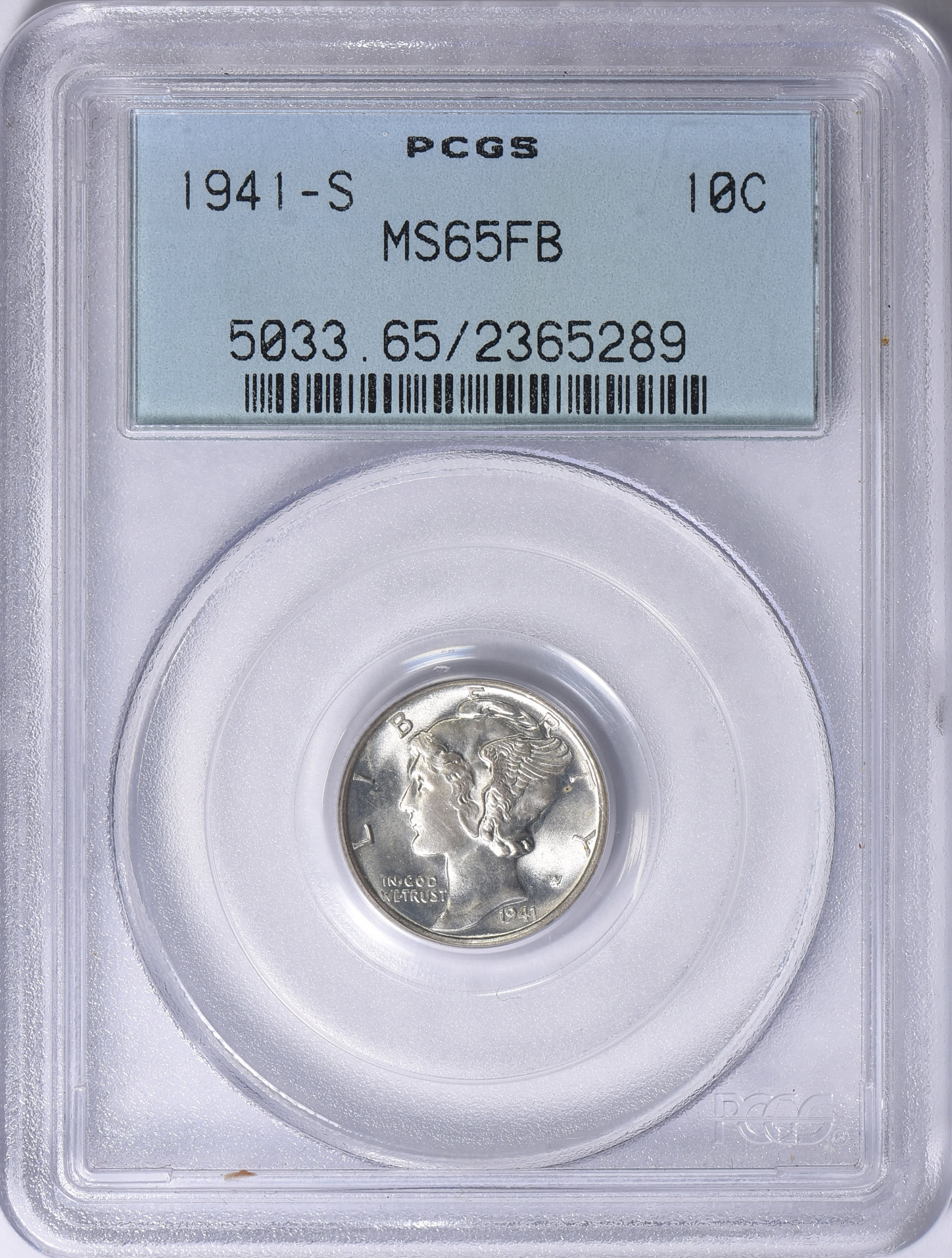 1941-S Mercury Dime PCGS MS-65 FB OGH (Item 1737624) | GreatCollections Coin Auctions