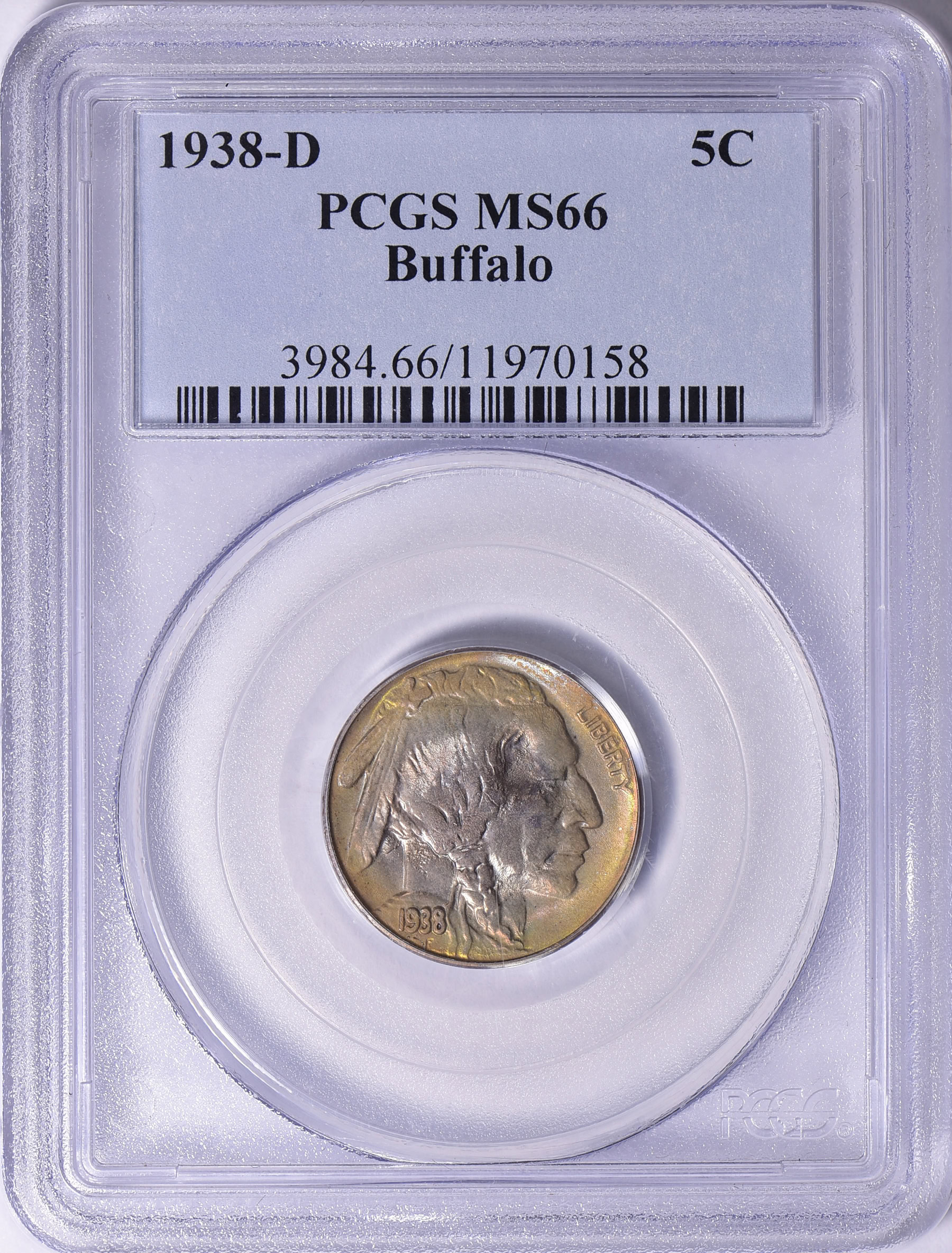 1938-D Buffalo Nickel PCGS MS-66 (Toned) (Item 1737628) | GreatCollections Coin Auctions