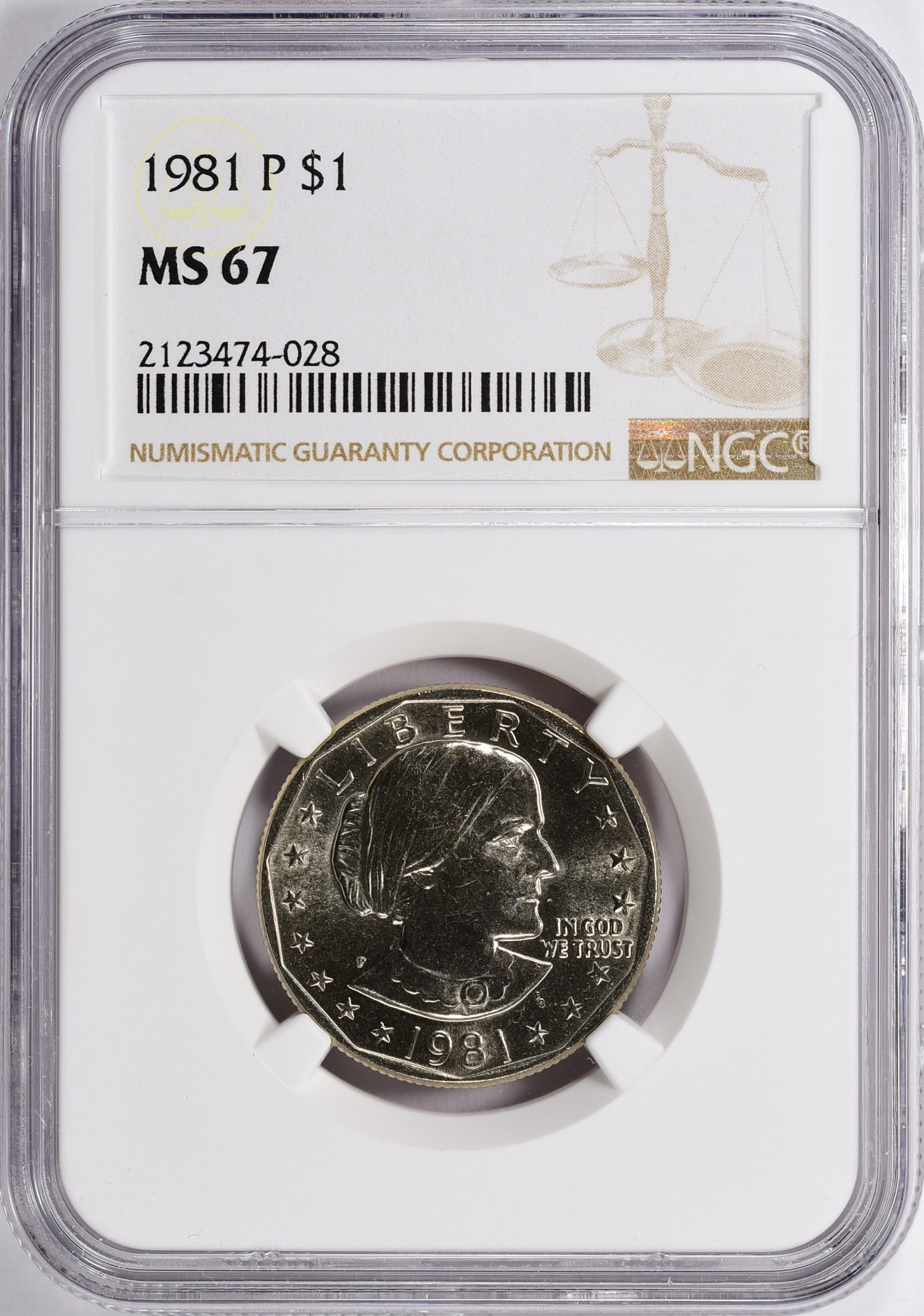 1981-P Susan B. Anthony Dollar NGC MS-67 (Item 1737655) | GreatCollections Coin Auctions