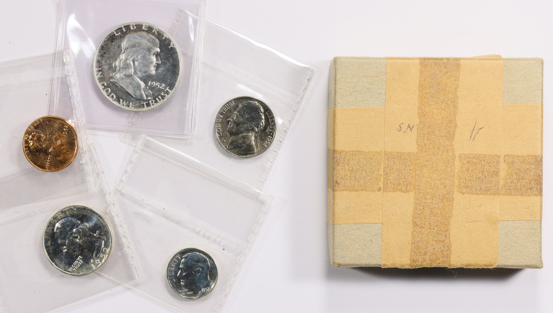 1952 1c-50c U.S. Proof Set Uncertified in Original Government Packaging ...