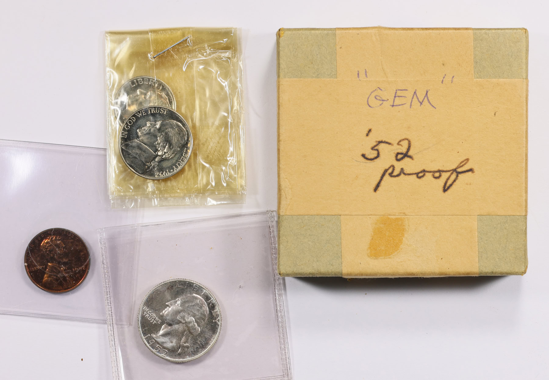 1952 1c-25c U.S. Proof Set Uncertified in Original Government Packaging ...