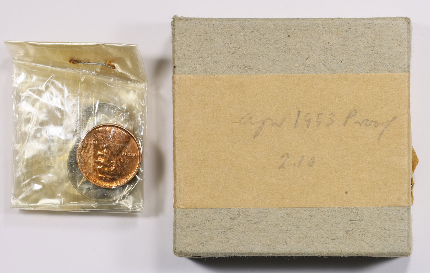 1953 1c-50c U.S. Proof Set Uncertified in Original Government Packaging ...