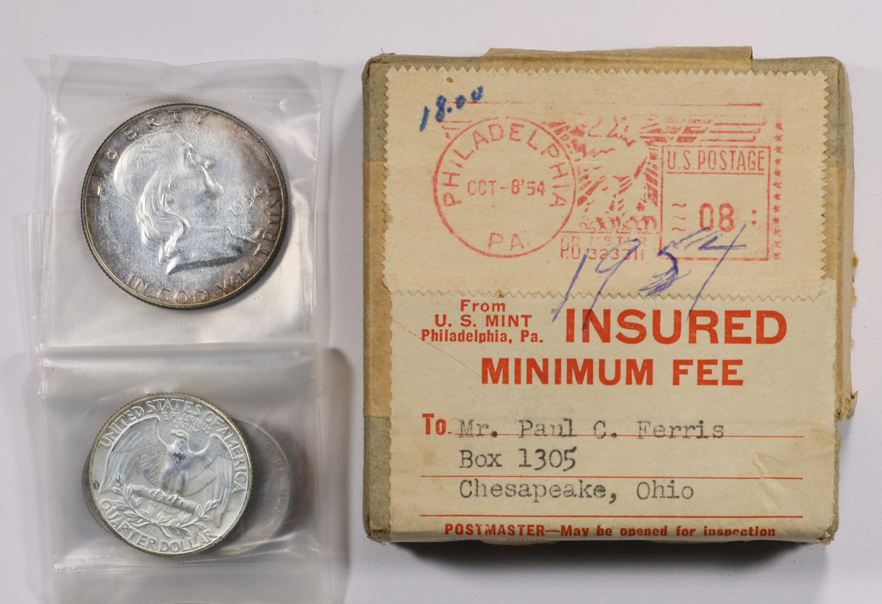 1954 1c-50c U.S. Proof Set Uncertified in Original Government Packaging ...