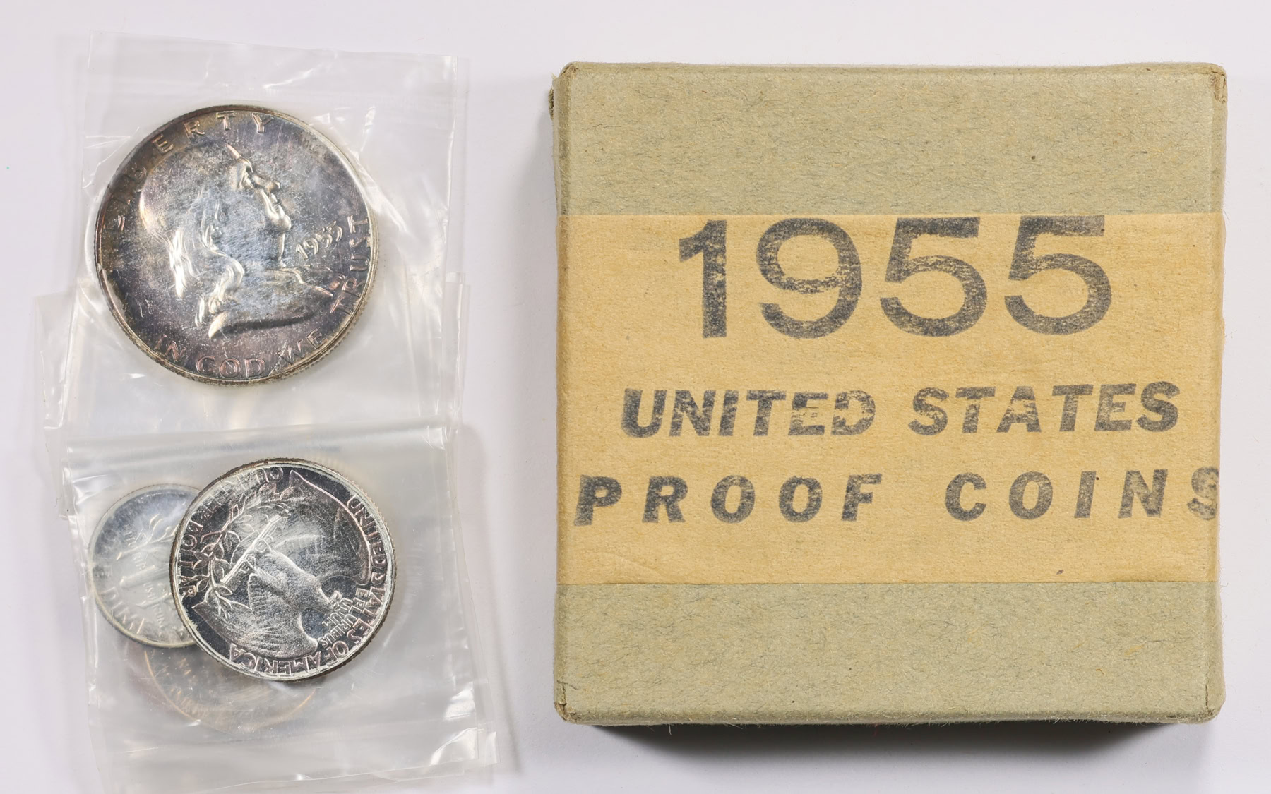 1955 1c-50c U.S. Proof Set Uncertified in Original Government Packaging ...