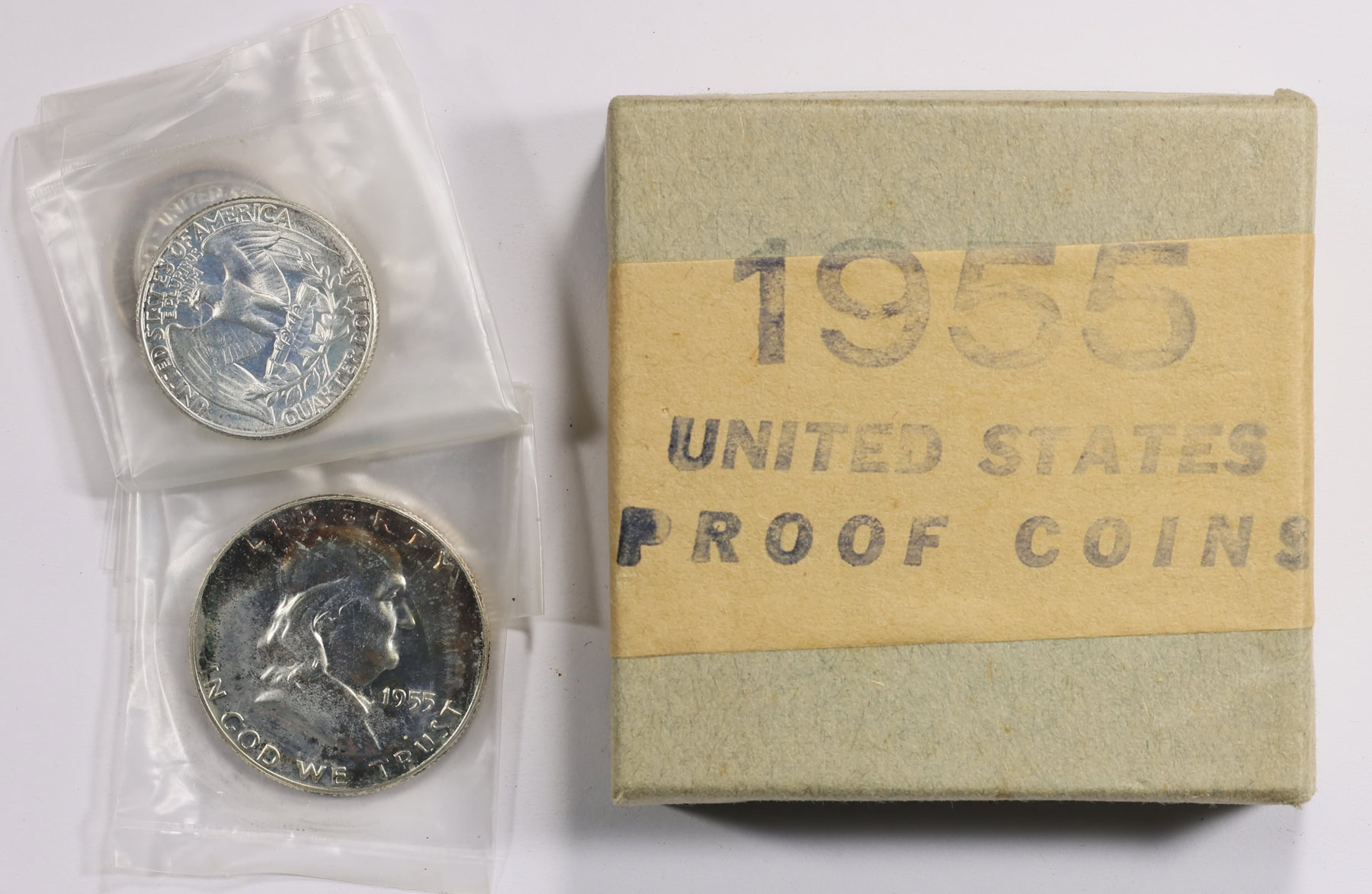 1955 1c-50c U.S. Proof Set Uncertified in Original Government Packaging ...