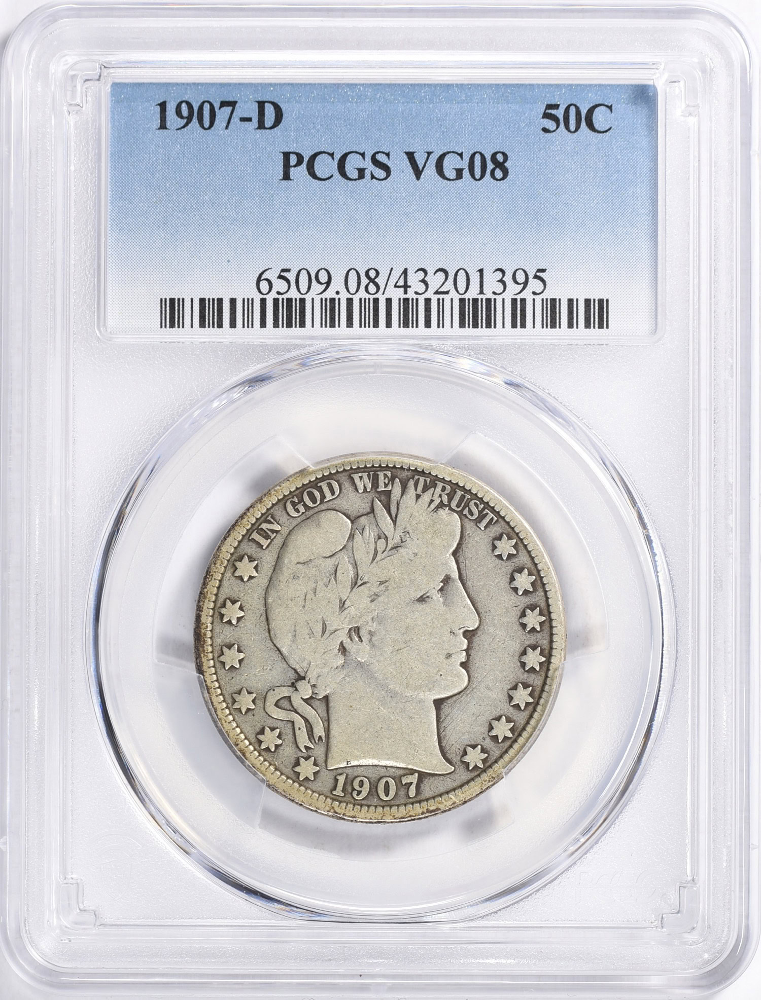 1907-D Barber Half Dollar PCGS VG-08 (Item 1738003) | GreatCollections Coin Auctions