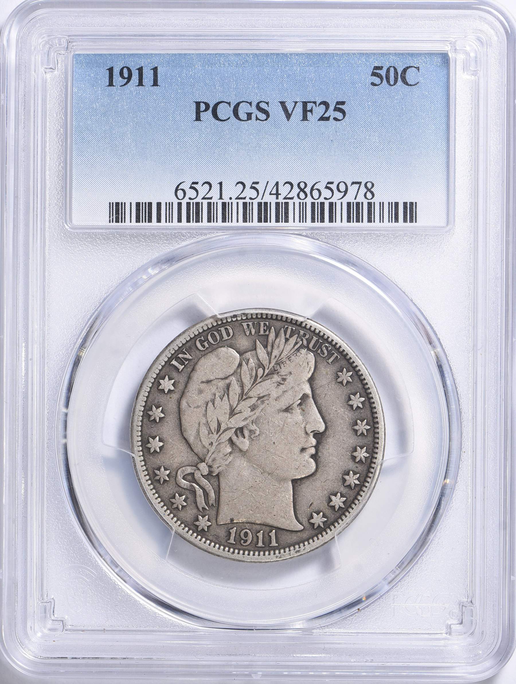 1911 Barber Half Dollar PCGS VF-25 (Item 1738006) | GreatCollections Coin Auctions