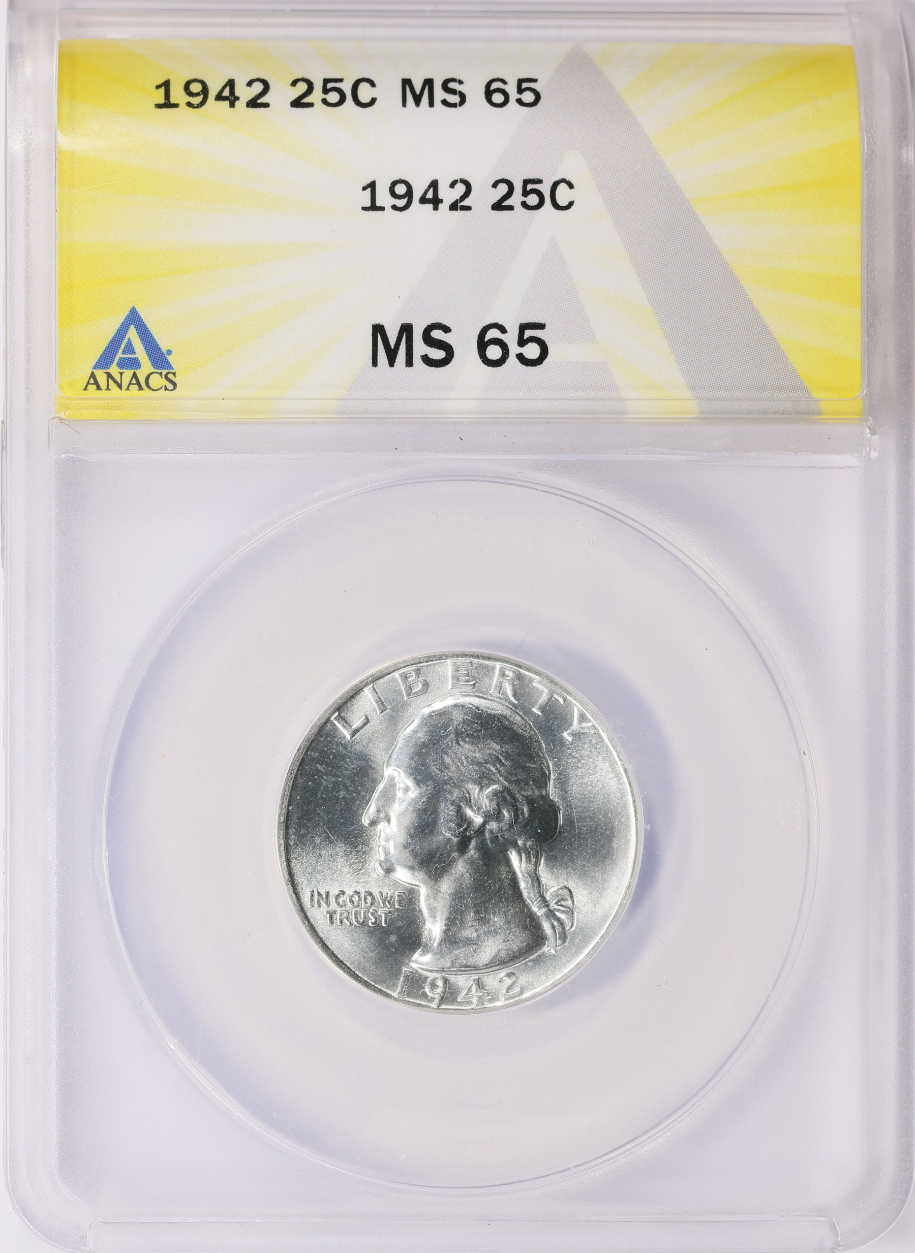 1942 Washington Quarter ANACS MS-65 (Item 1738164) | GreatCollections Coin Auctions