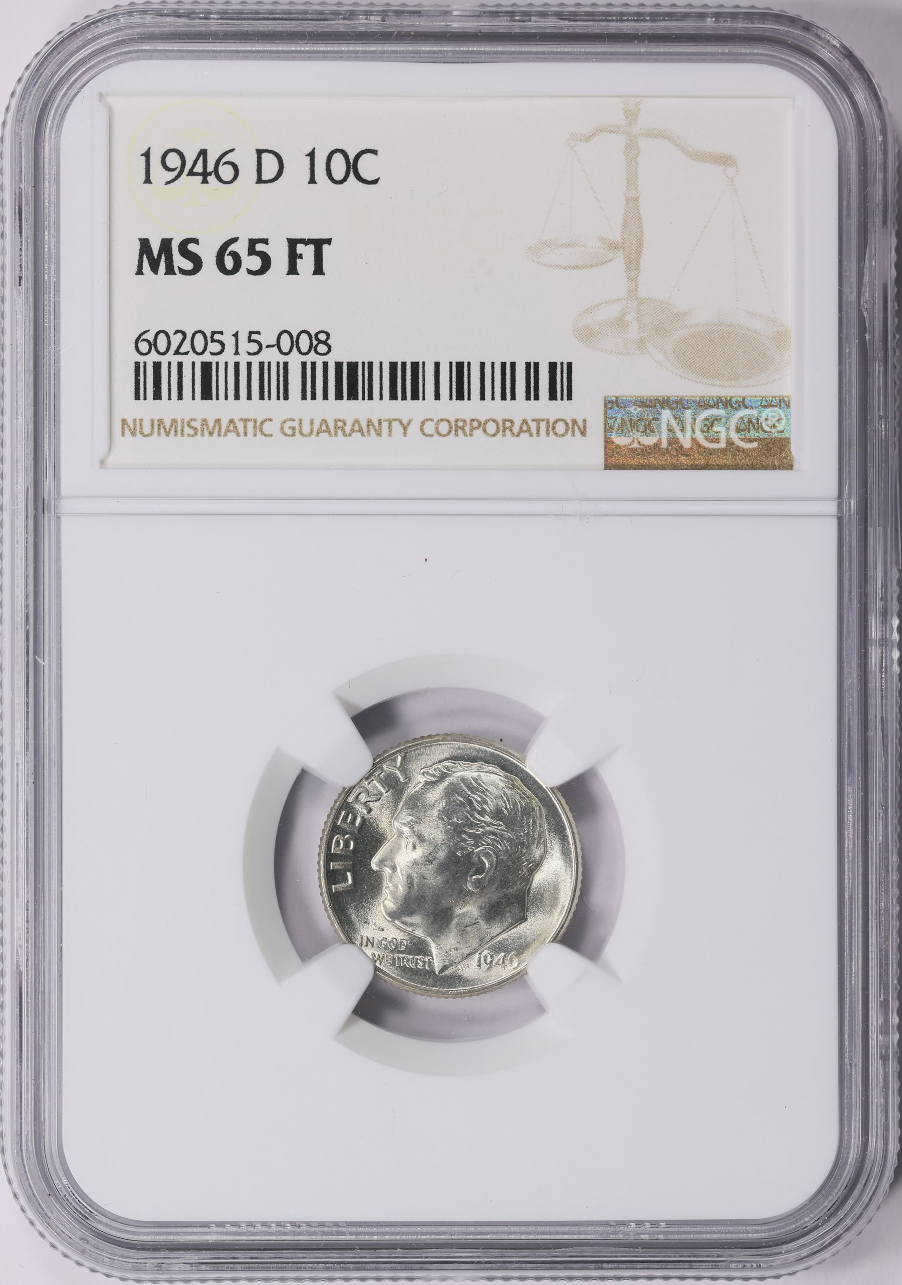 1946-D Roosevelt Dime NGC MS-65 FT (Item 1738174) | GreatCollections ...