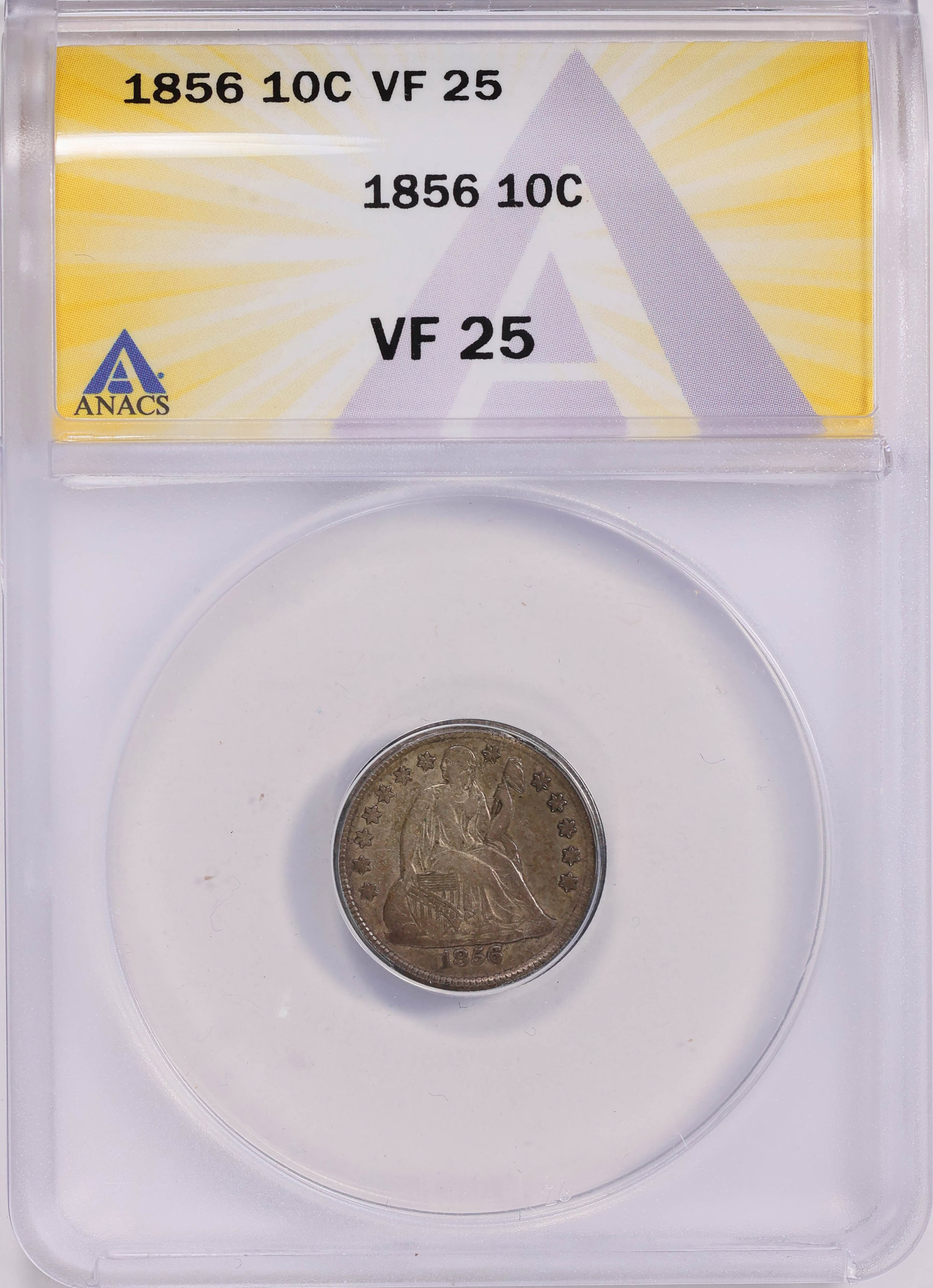 1856 Seated Liberty Dime ANACS VF-25 (Item 1738198) | GreatCollections Coin Auctions