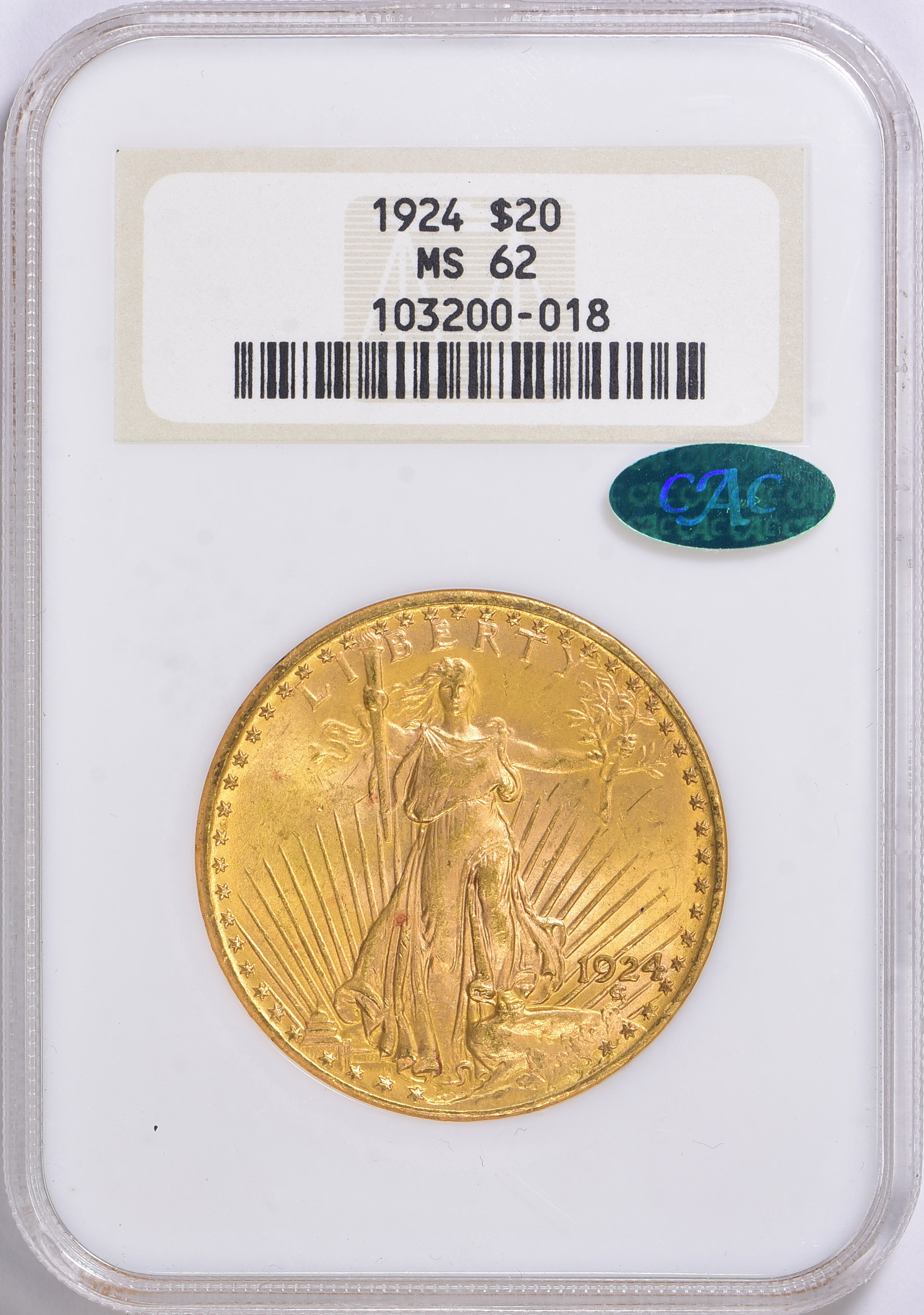 1924 Saint-Gaudens Gold Double Eagle NGC MS-62 (CAC Green) OH (Item 1738231) | GreatCollections ...