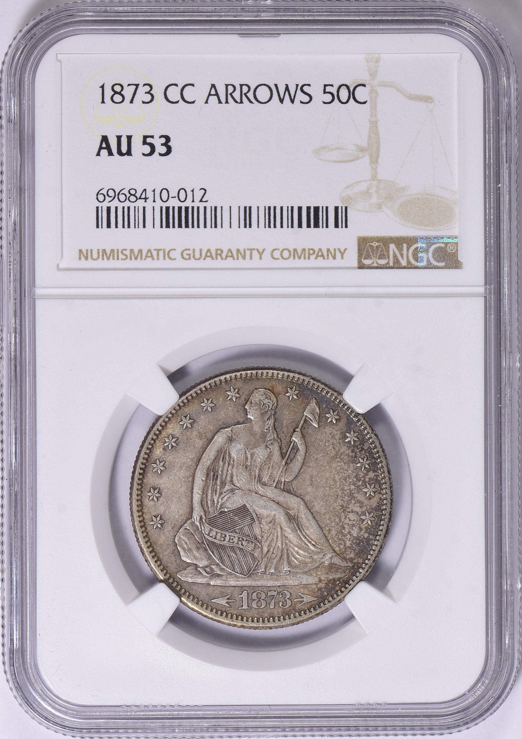1873-CC Seated Liberty Half Dollar Arrows NGC AU-53 (Item 1738245) | GreatCollections Coin Auctions