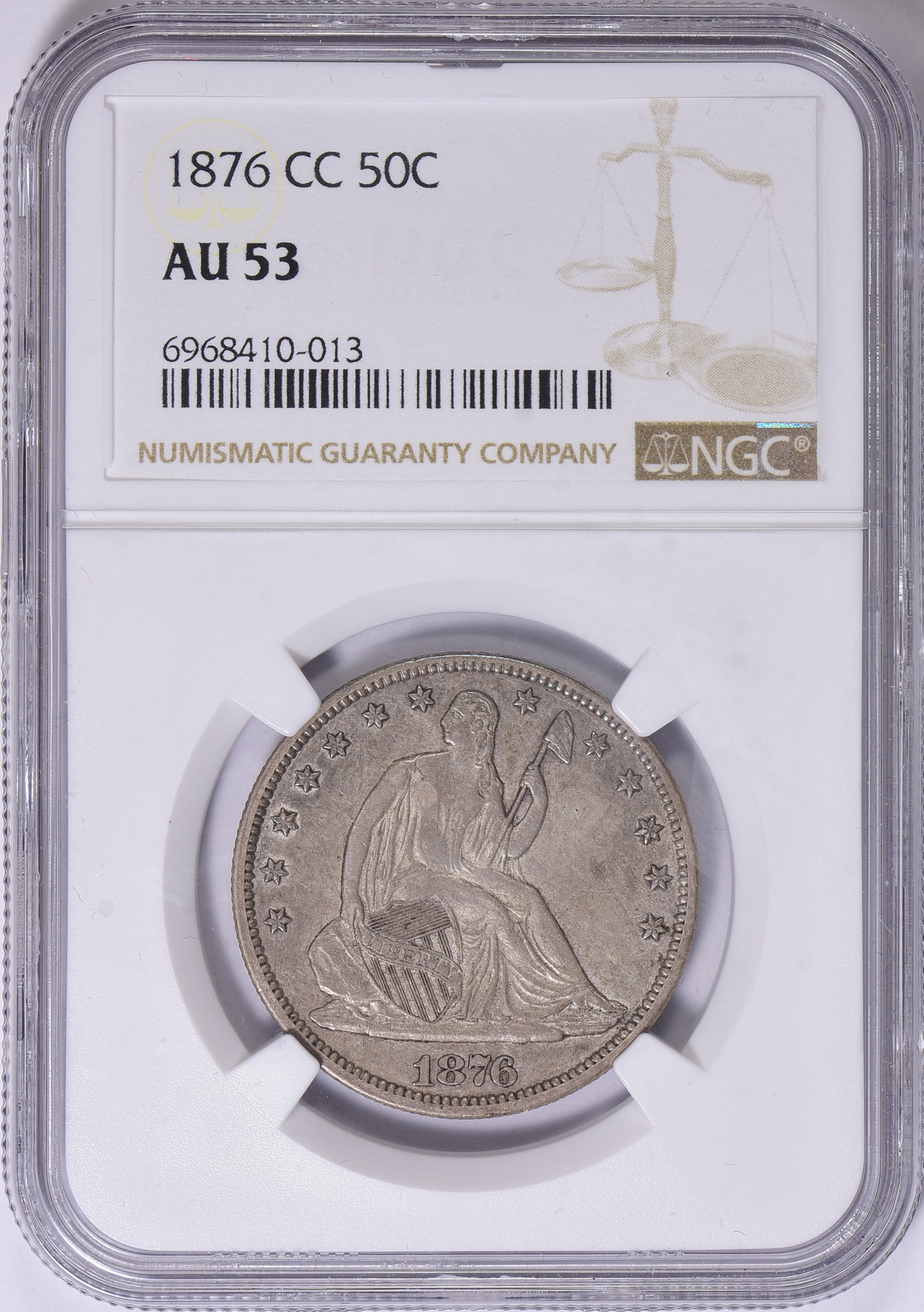 1876-CC Seated Liberty Half Dollar NGC AU-53 (Toned) (Item 1738246) | GreatCollections Coin Auctions