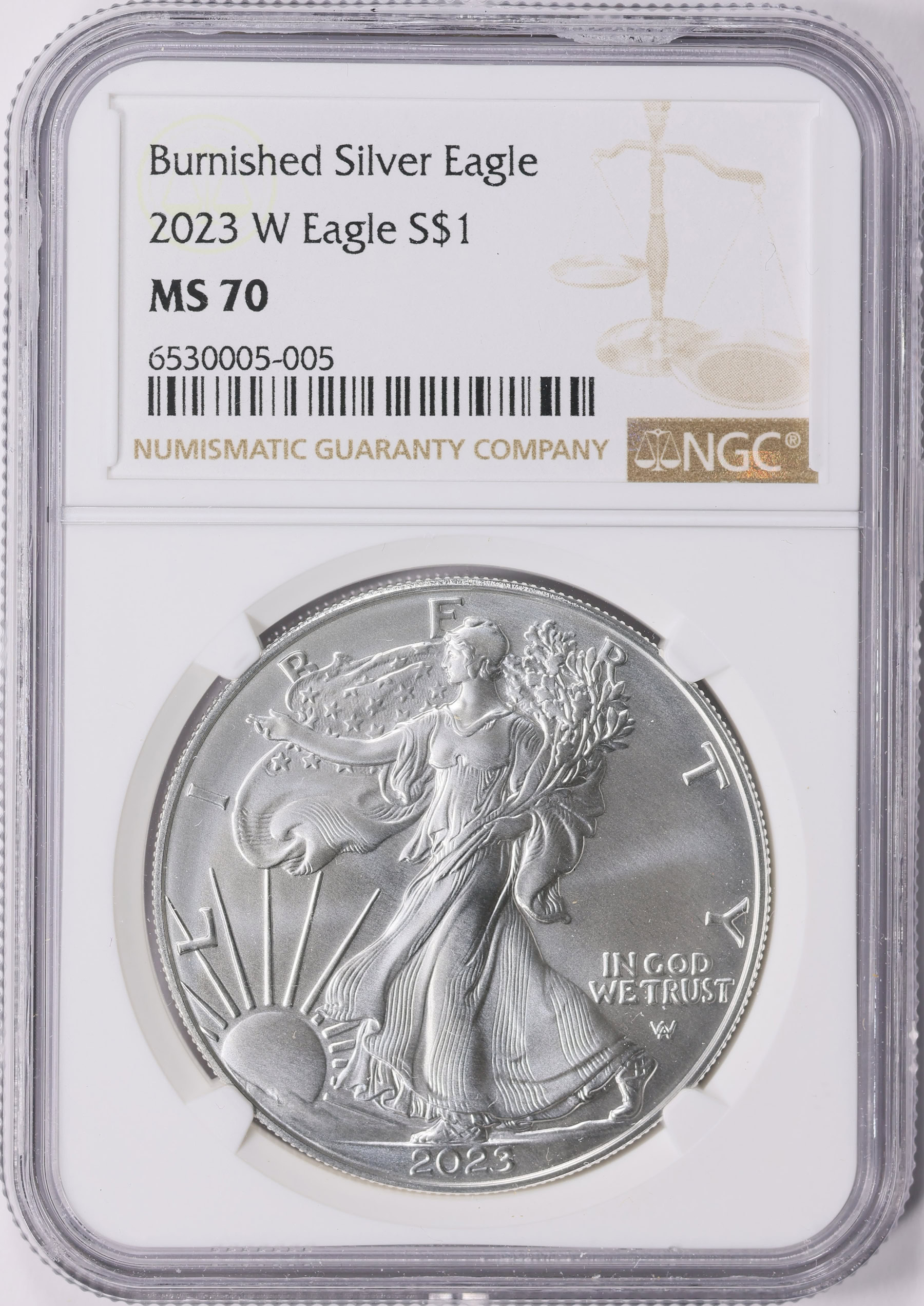 2023-W $1 Silver Eagle Burnished NGC MS-70 | NGC Cert #6530005-005 ...