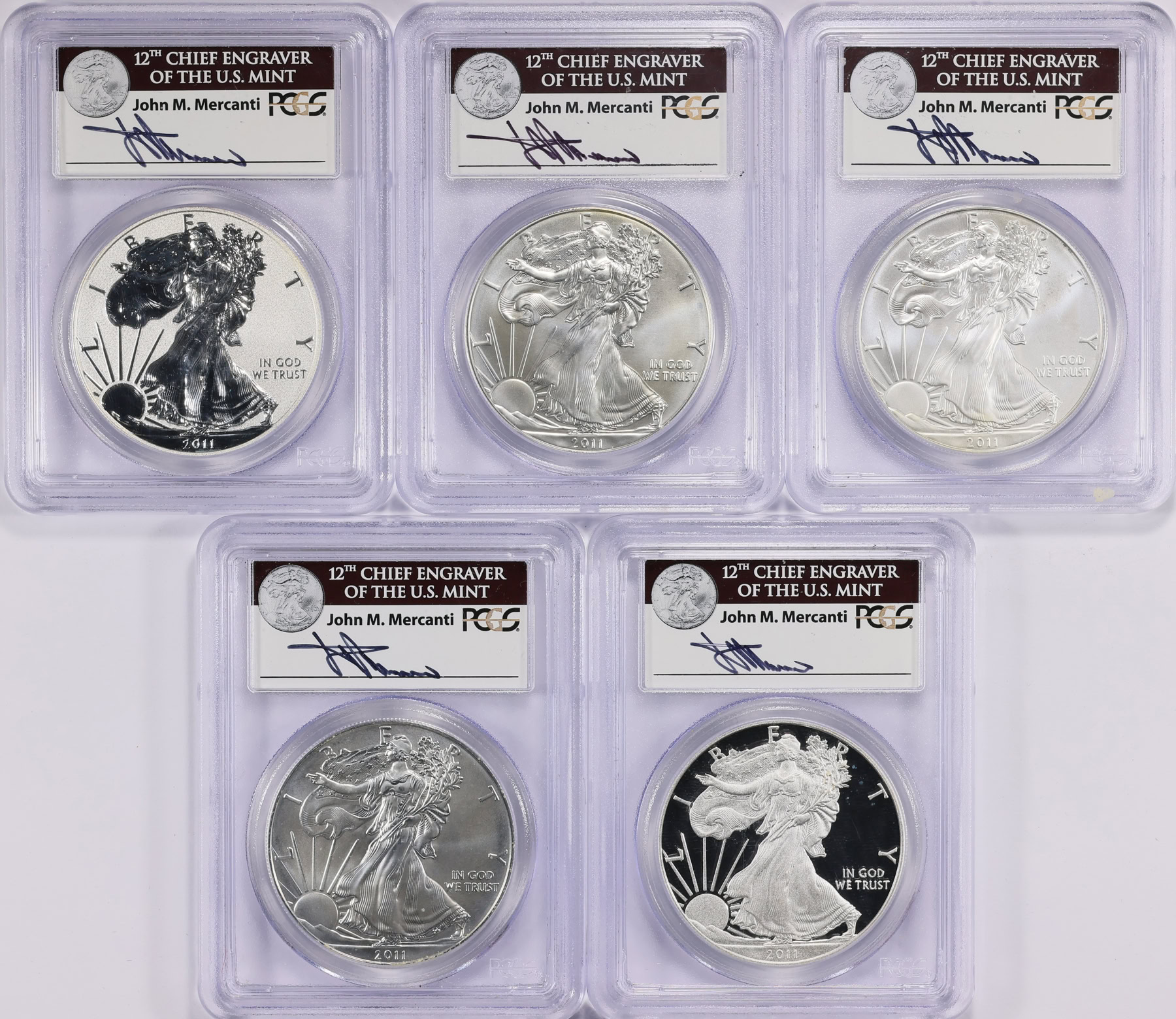 2011 25th Anniversary $1 Silver Eagle Set First Strike PCGS MS-70/Proof ...