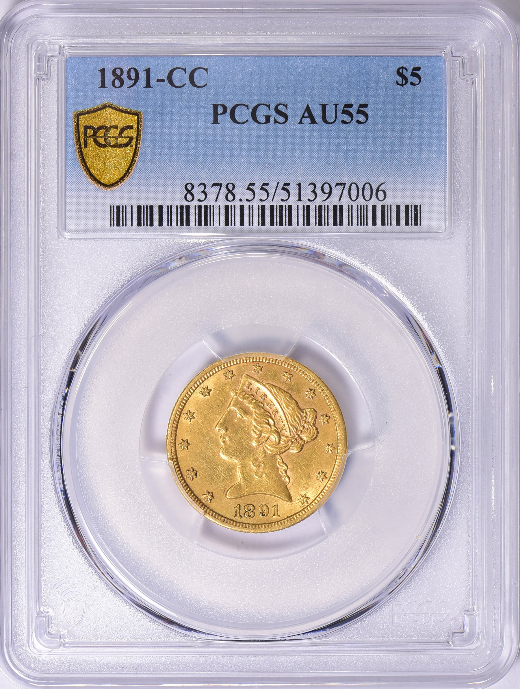 1891-CC Liberty Gold Half Eagle PCGS AU-55 (Item 1738566) | GreatCollections Coin Auctions