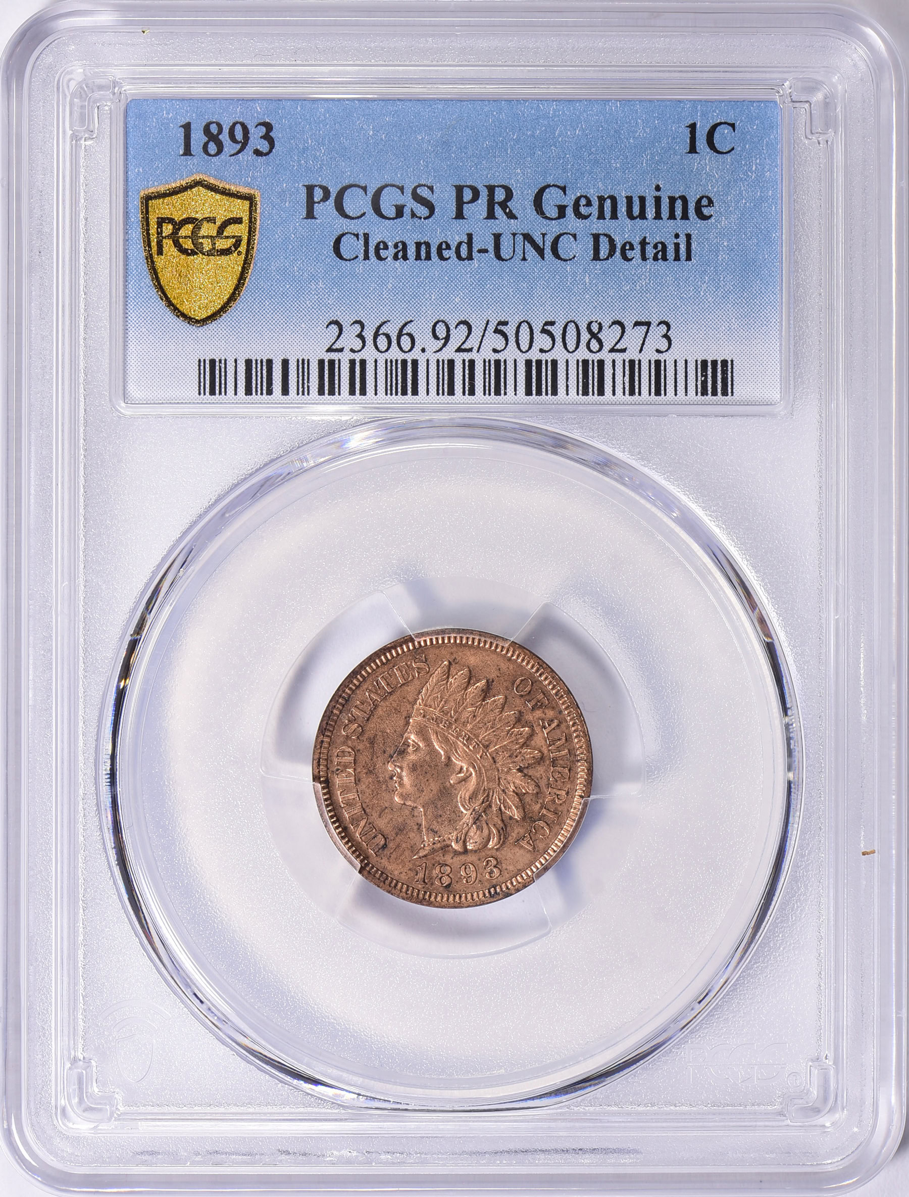 1893 Indian Cent PCGS Genuine Unc Details (Item 1738624 ...