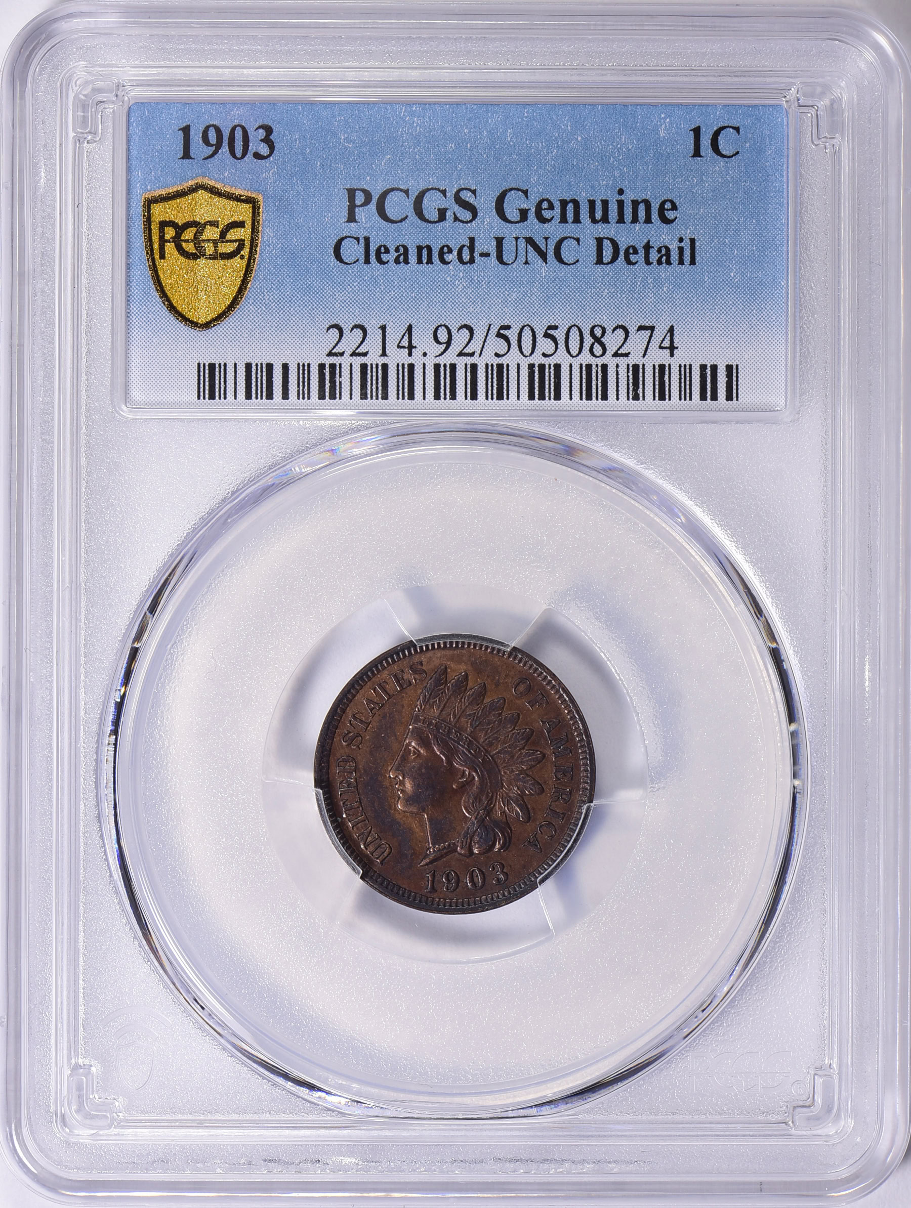 1903 Indian Cent PCGS Genuine Unc Details (Item 1738625 ...