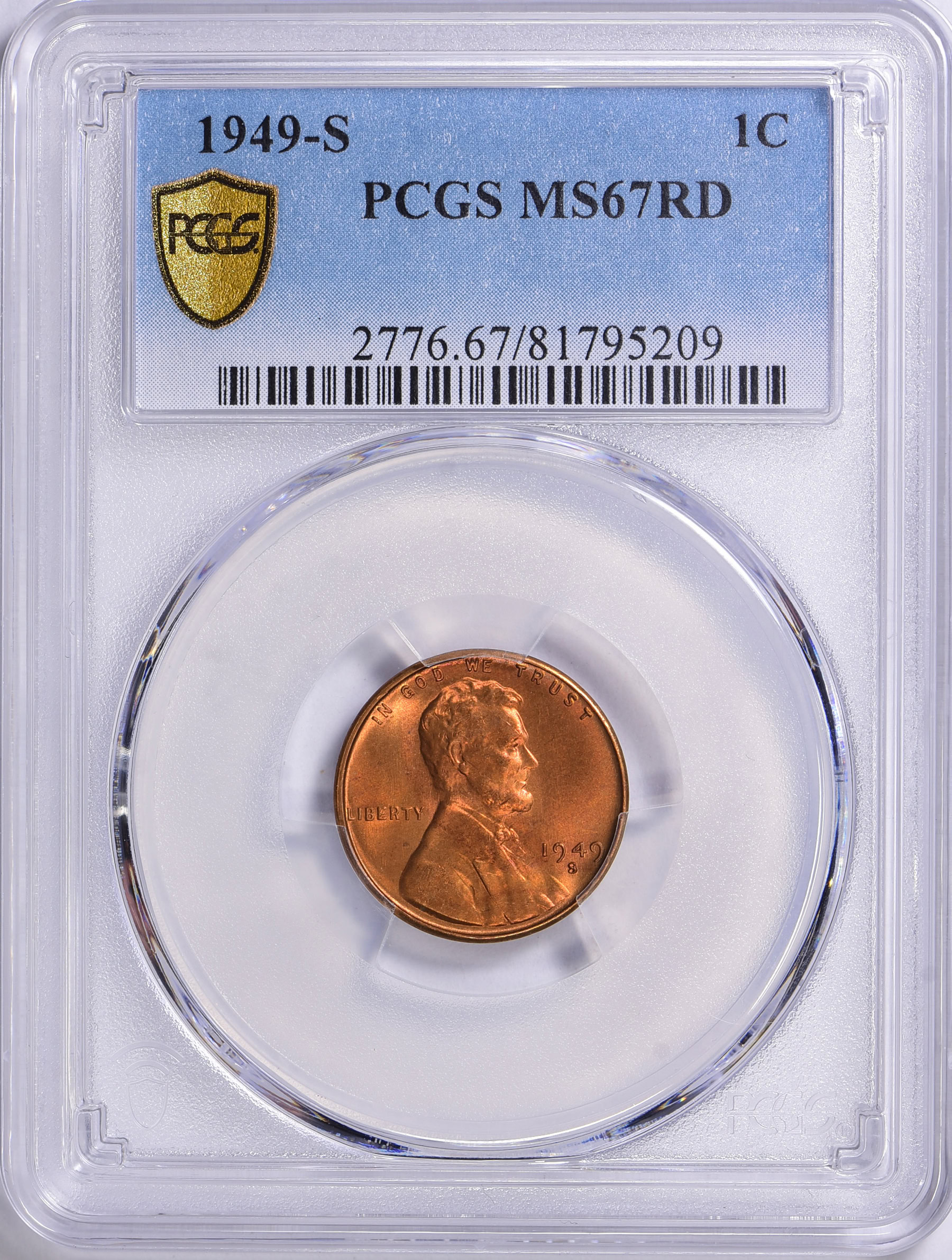1949-S Lincoln Cent PCGS MS-67 RD (Item 1738635) | GreatCollections Coin Auctions