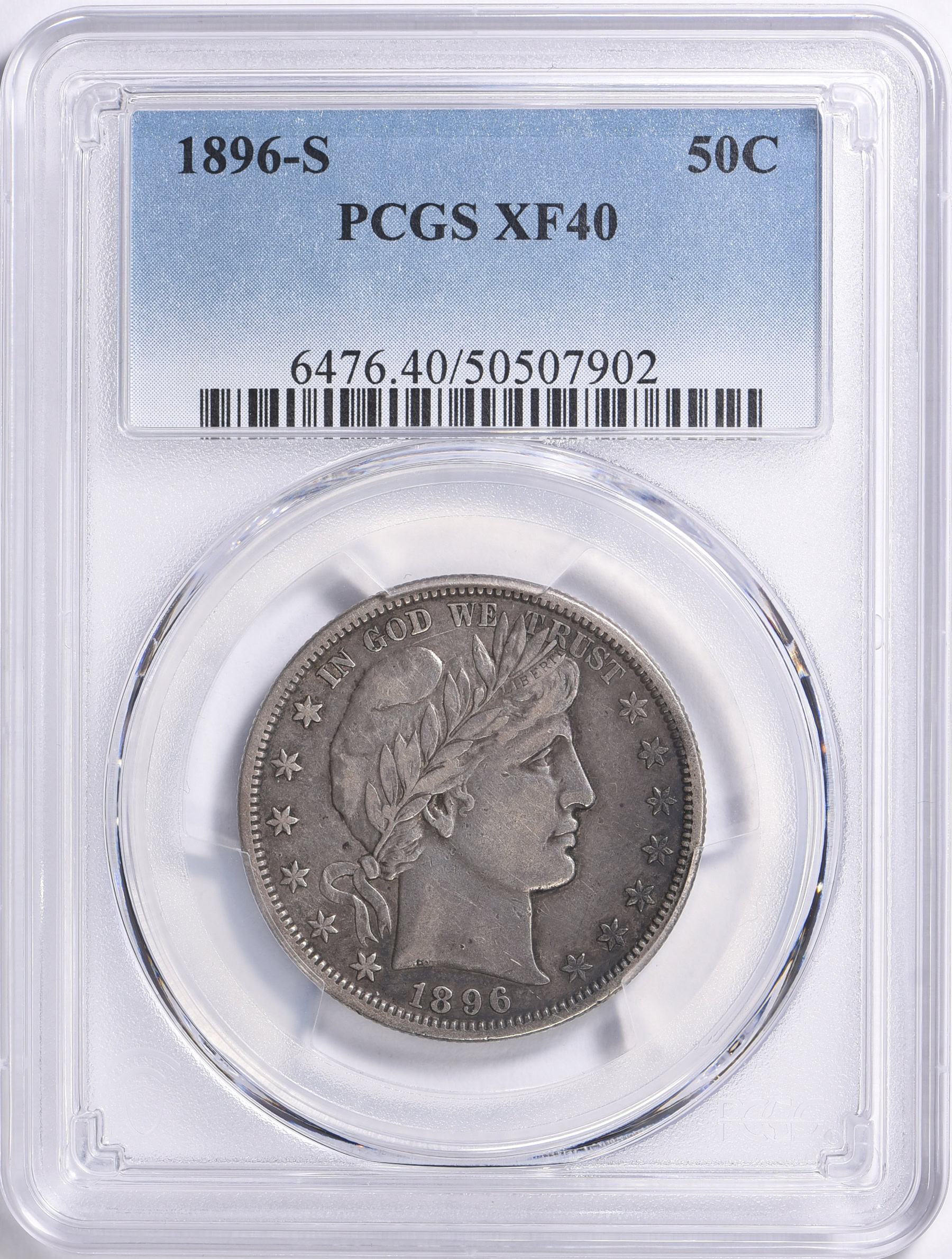 1896-S Barber Half Dollar PCGS XF-40 (Item 1738674) | GreatCollections Coin Auctions