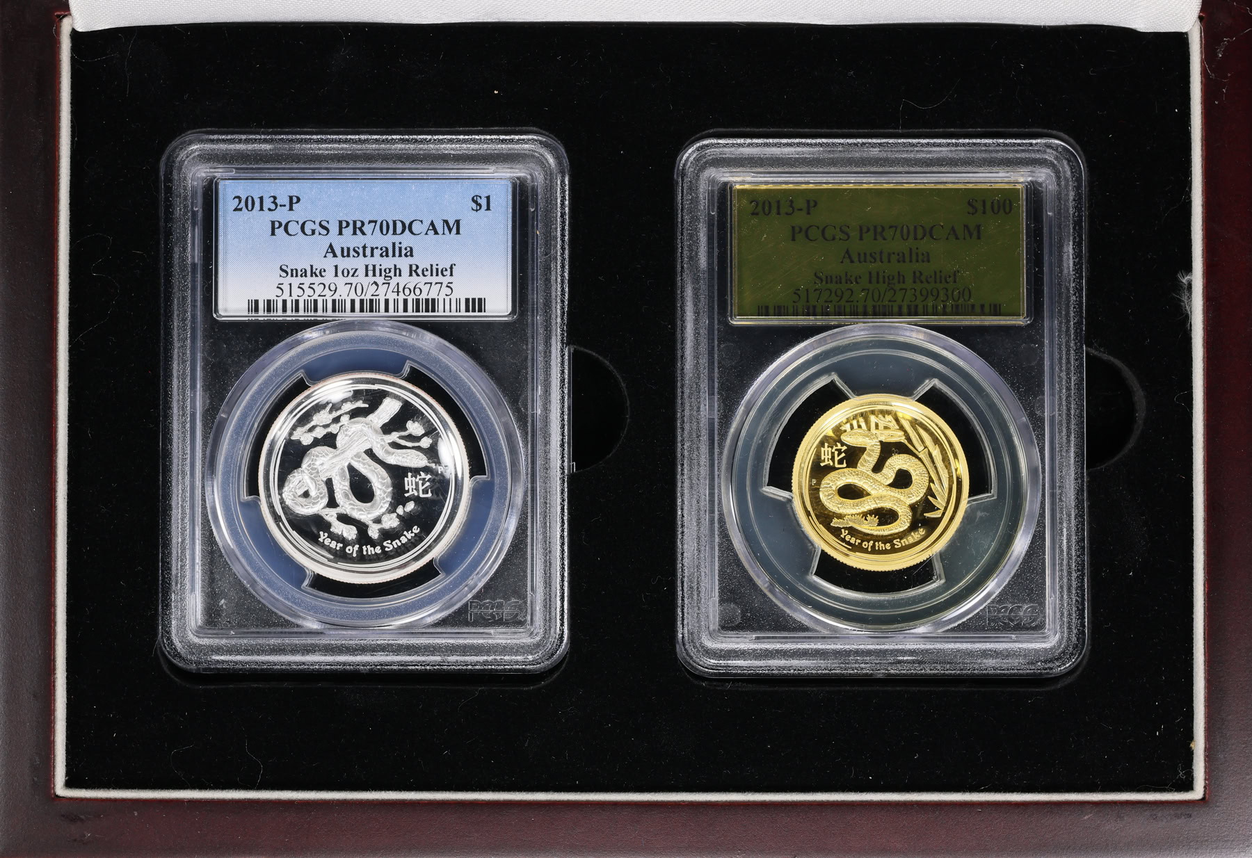 Australia 2013-P Silver Dollar & Gold $100 Lunar Series, Year of the ...