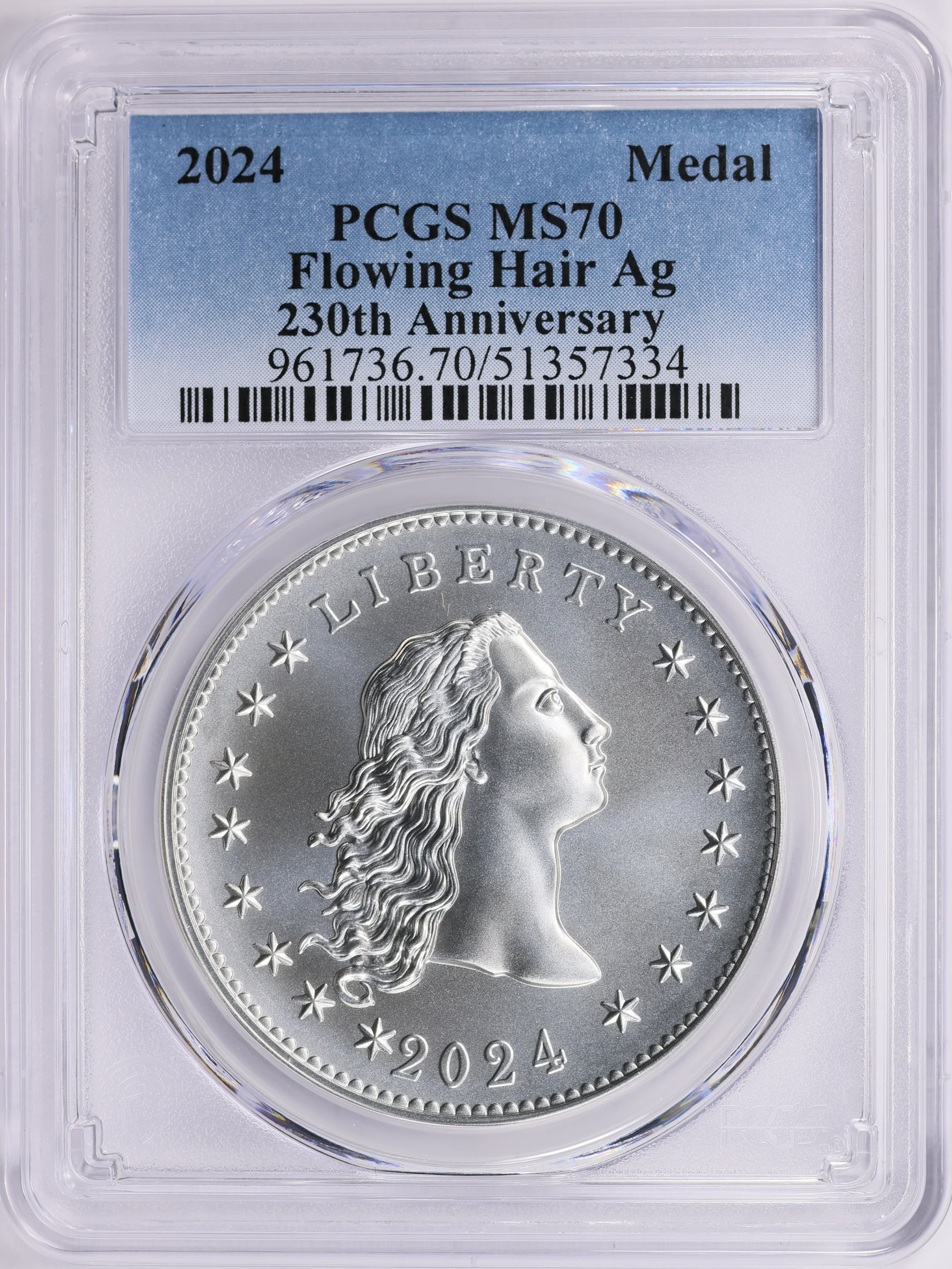 2024 U.S. Mint Medal Flowing Hair Silver PCGS MS-70 | PCGS Cert #51357334 | GreatCollections ...