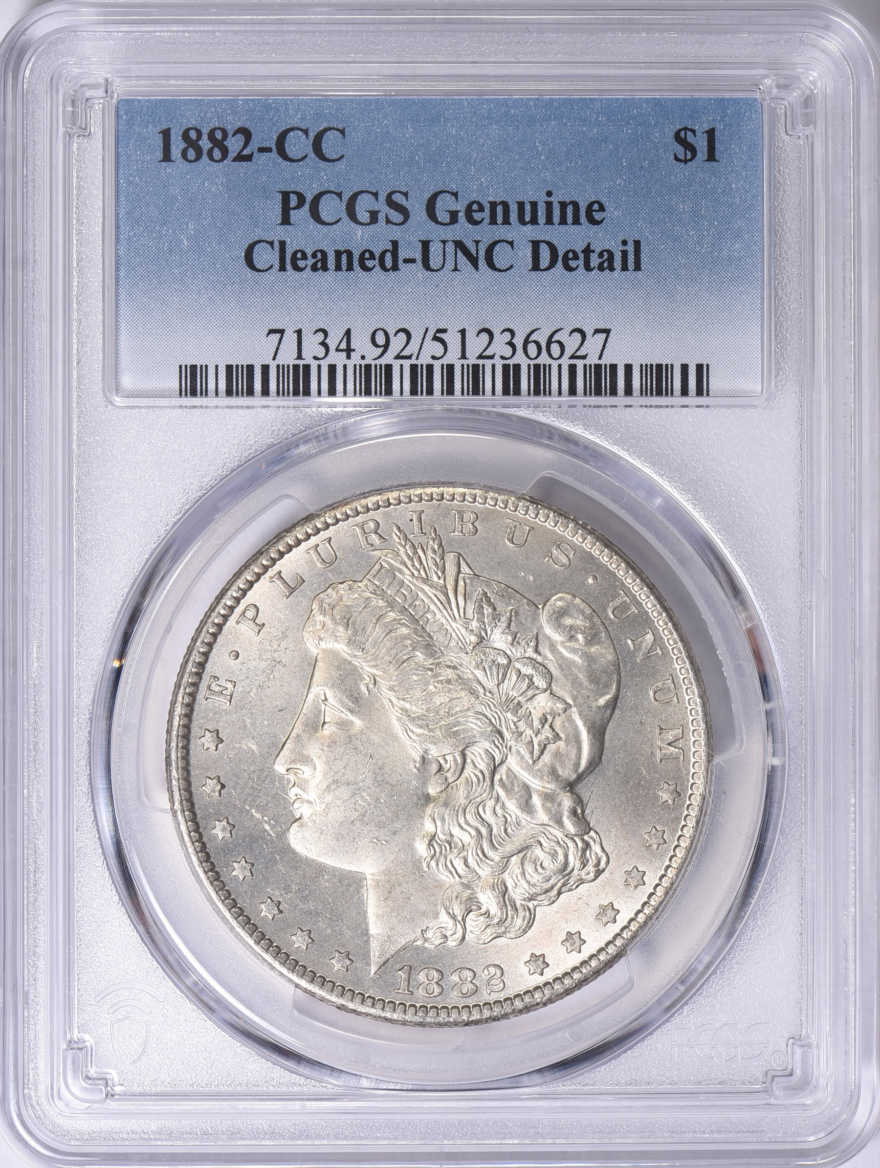 1882-CC Morgan Silver Dollar PCGS Genuine Unc Details (Item 1738861) | GreatCollections Coin ...