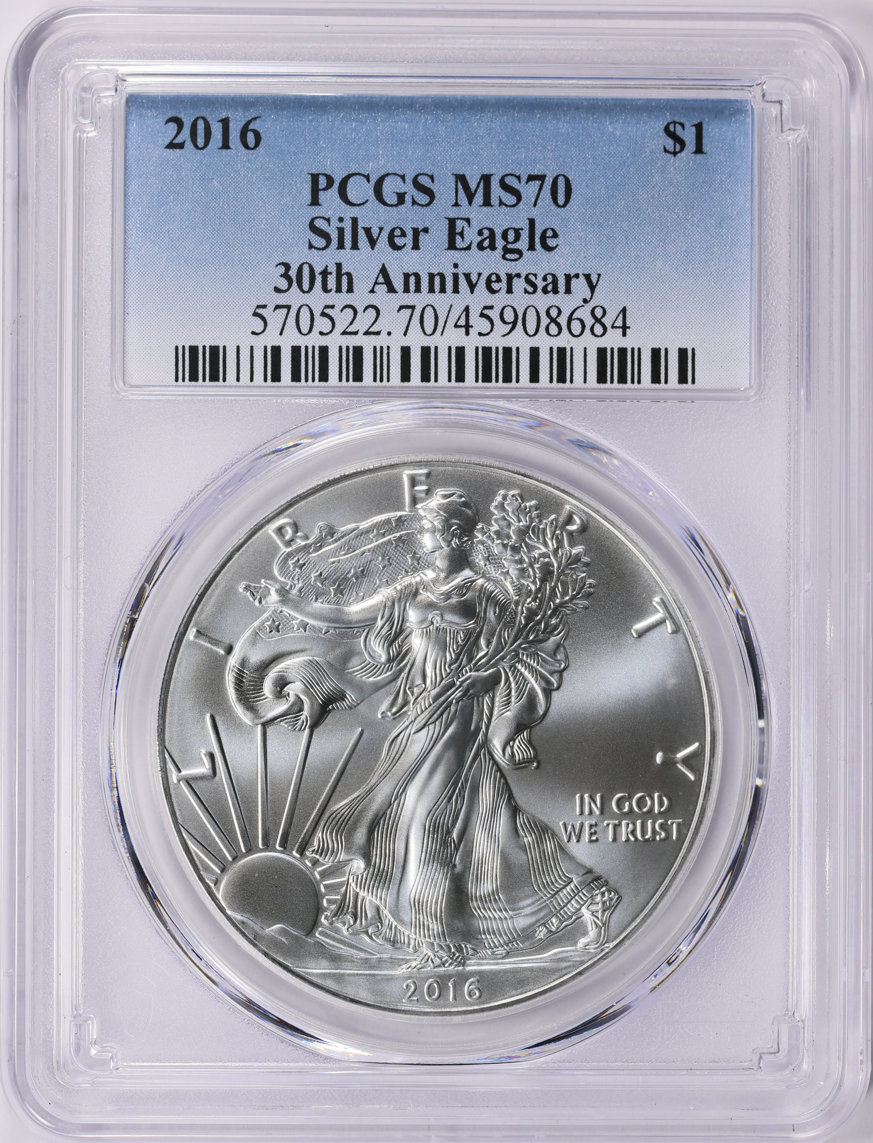 2016 $1 Silver Eagle 30th Anniversary PCGS MS-70 (Item 1738881) | GreatCollections Coin Auctions