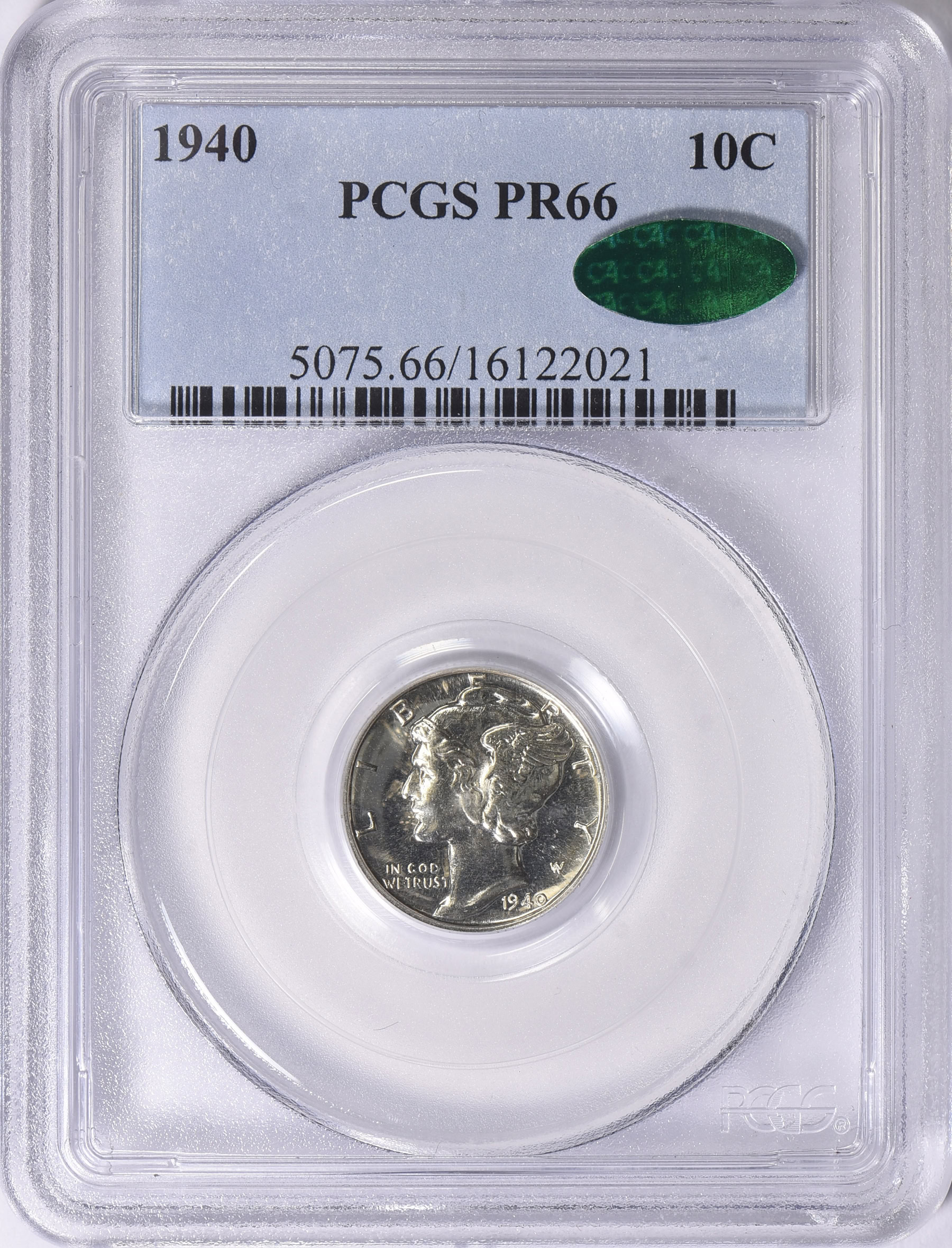1940 Mercury Dime PCGS Proof-66 (CAC Green) (Item 1738968) | GreatCollections Coin Auctions
