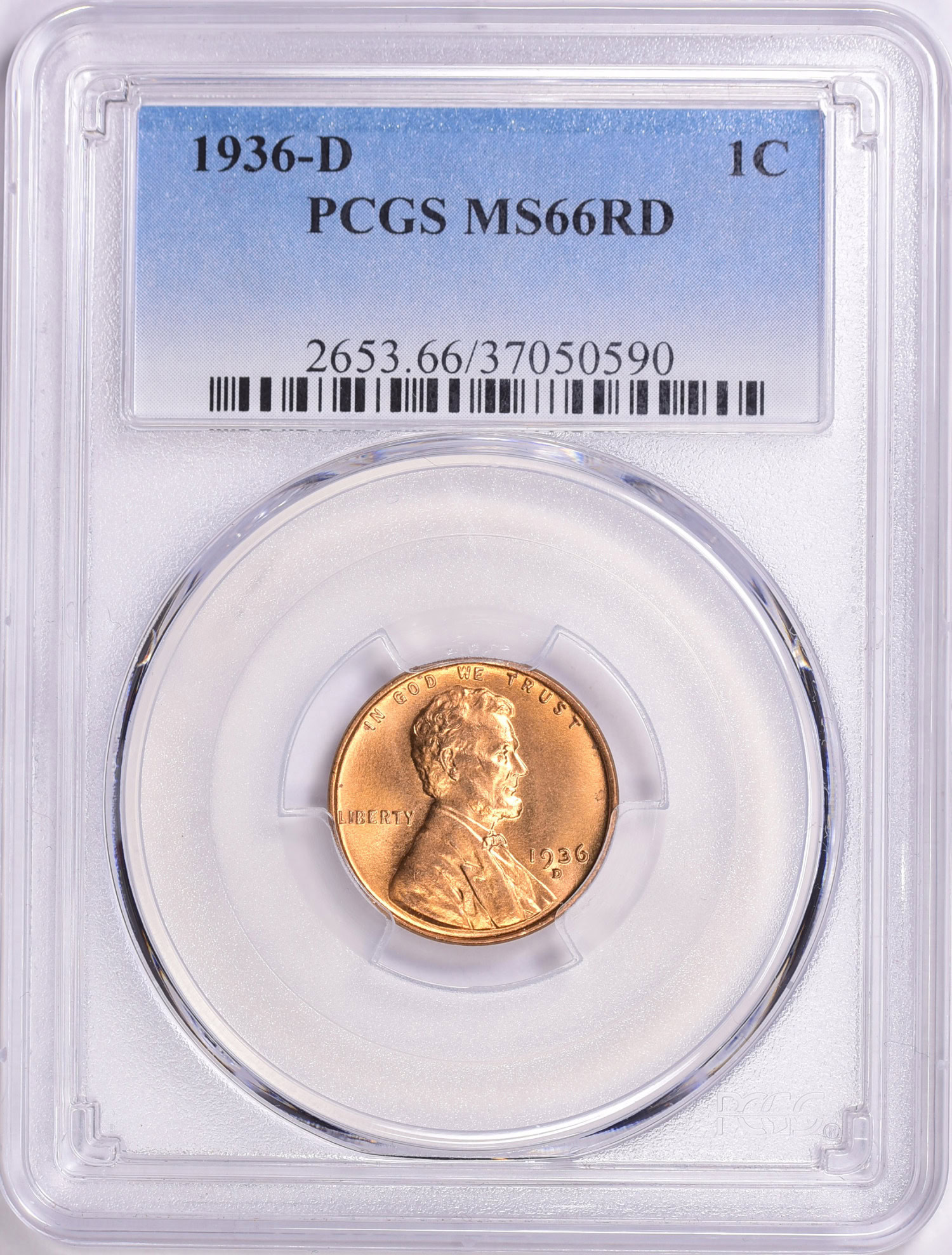 1936-D Lincoln Cent PCGS MS-66 RD (Item 1738983) | GreatCollections ...