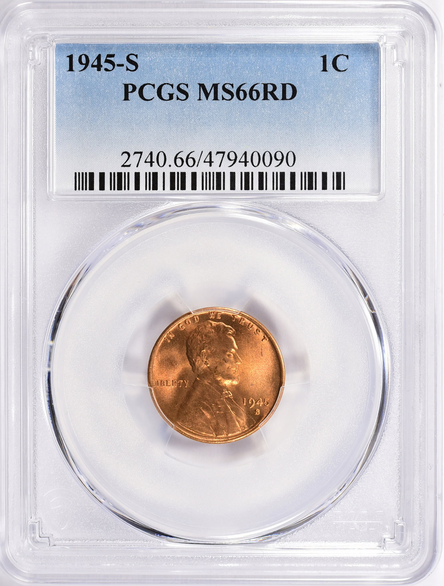 1945-S Lincoln Cent PCGS MS-66 RD (Item 1738998) | GreatCollections Coin Auctions