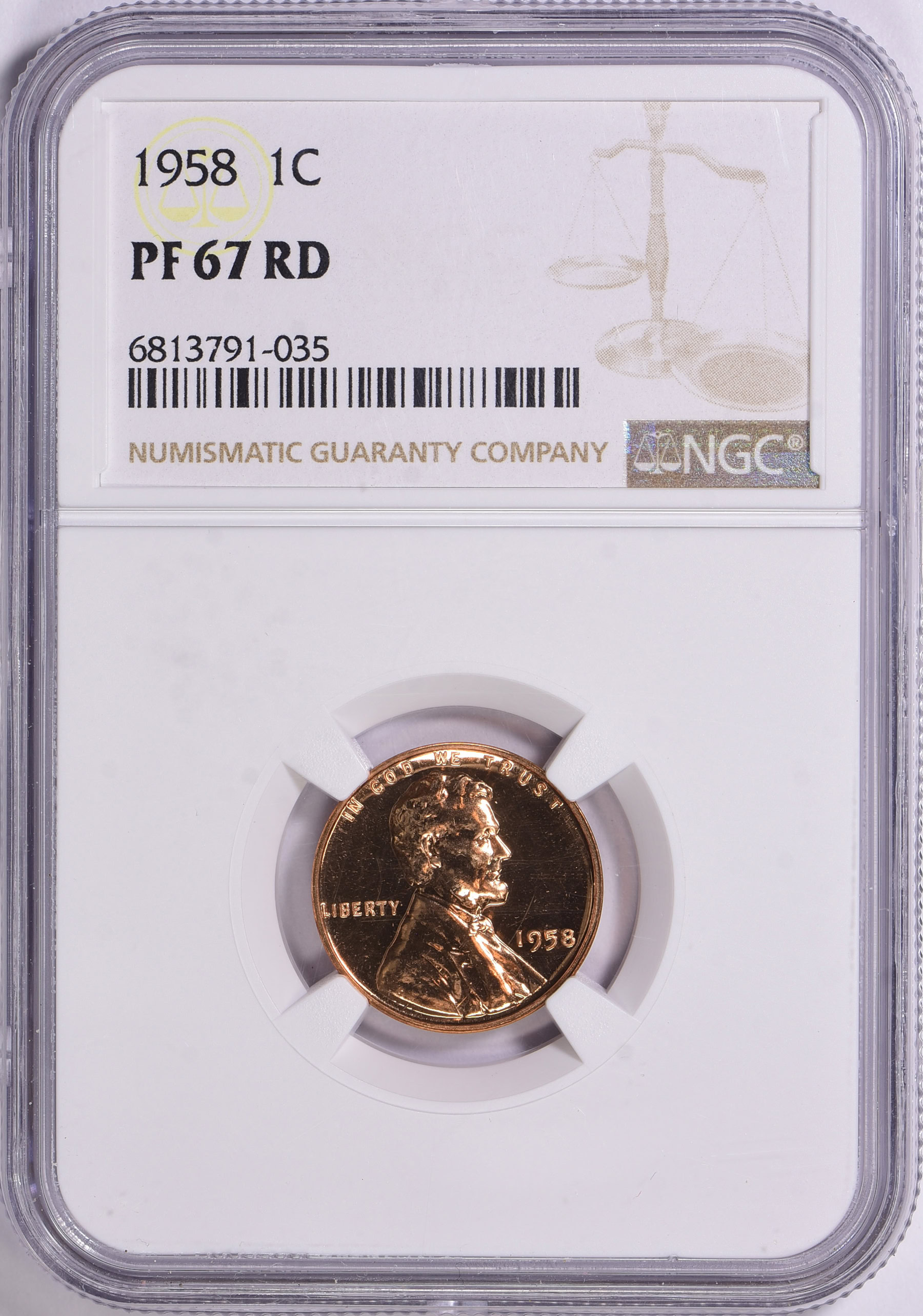 1958 Lincoln Cent NGC Proof-67 RD (Item 1739004) | GreatCollections Coin Auctions