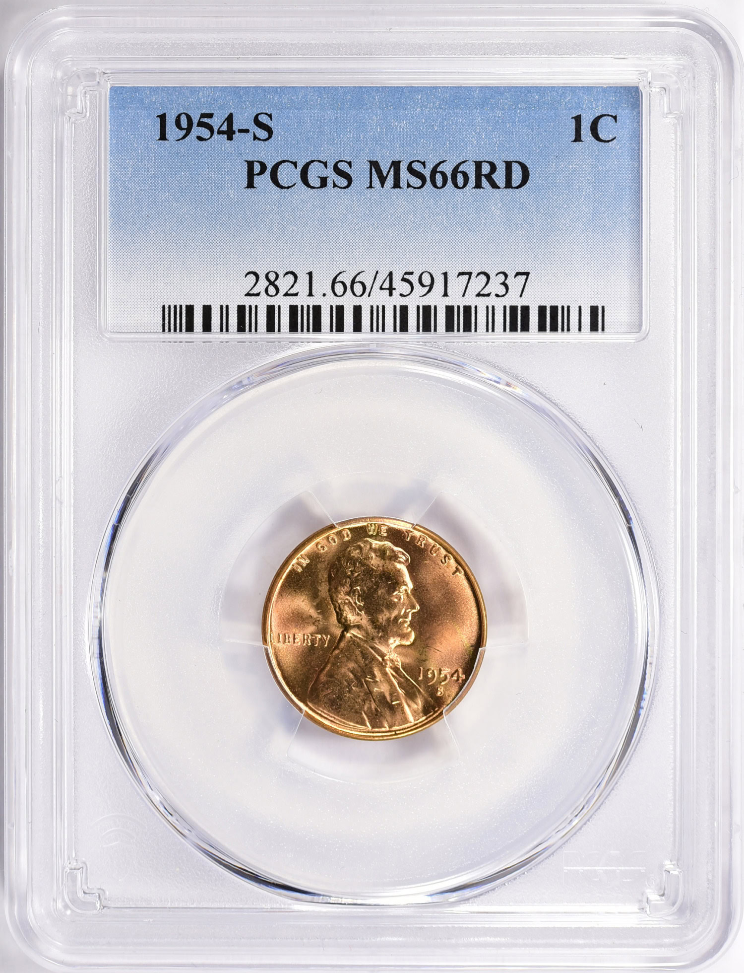 1954-S Lincoln Cent PCGS MS-66 RD (Item 1739013) | GreatCollections Coin Auctions