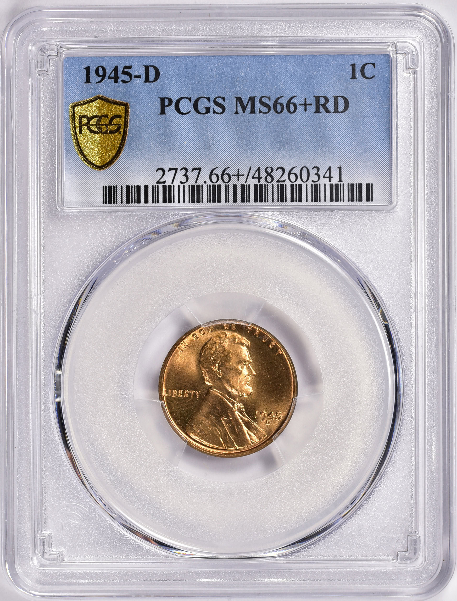 1945-D Lincoln Cent PCGS MS-66+ RD (Item 1739028) | GreatCollections Coin Auctions