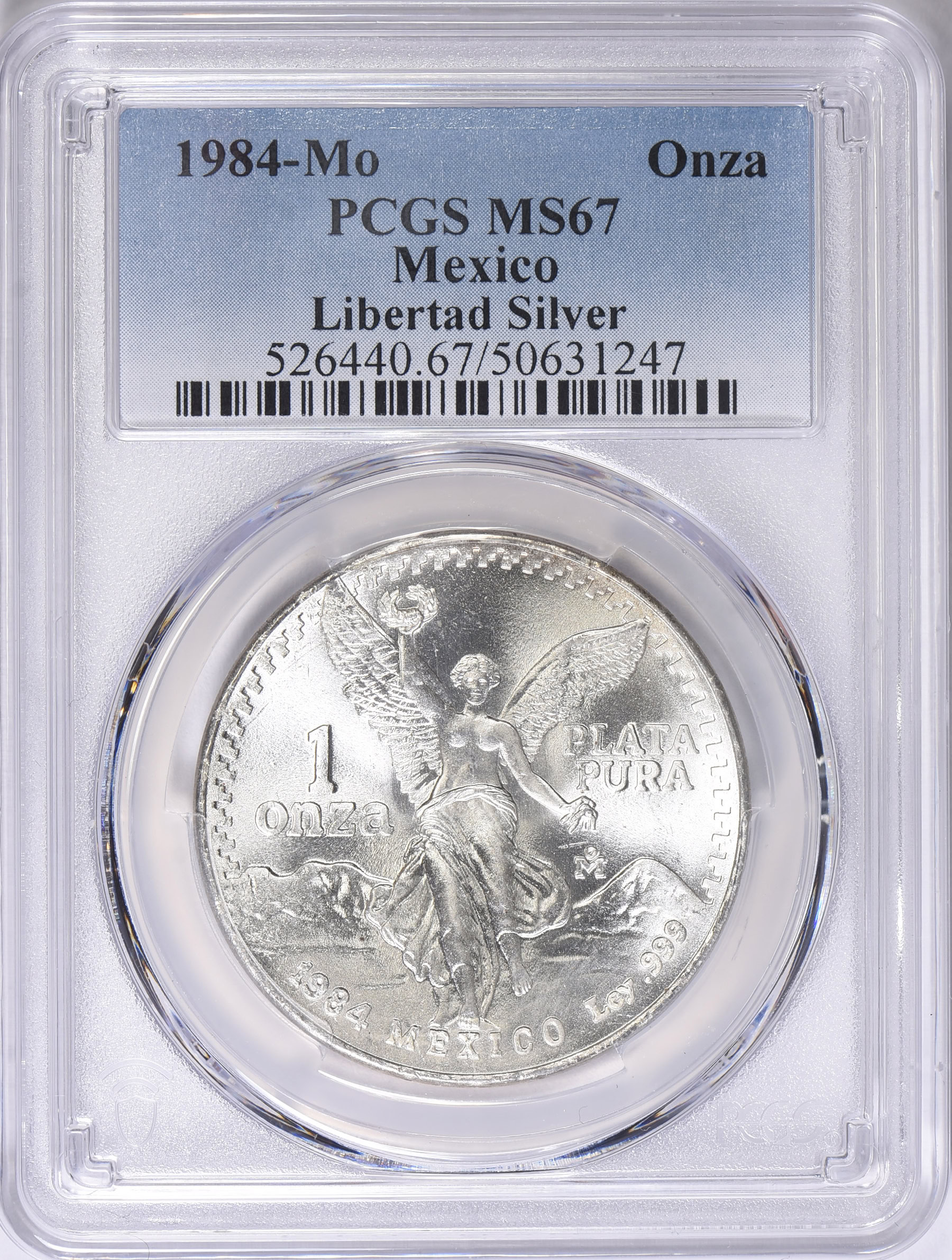 Mexico 1984-Mo Silver Onza Libertad KM-494.1 PCGS MS-67 (Item 1739154) | GreatCollections Coin ...
